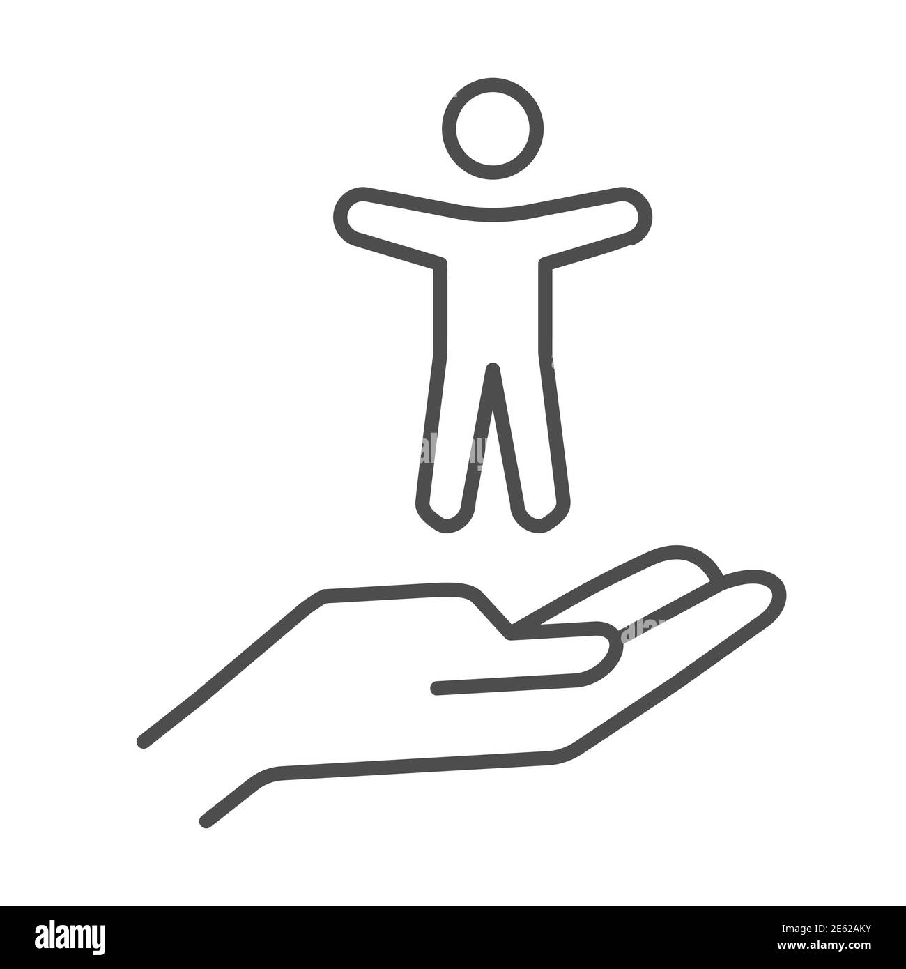 Child on human palm thin line icon, 1st June children protection day ...