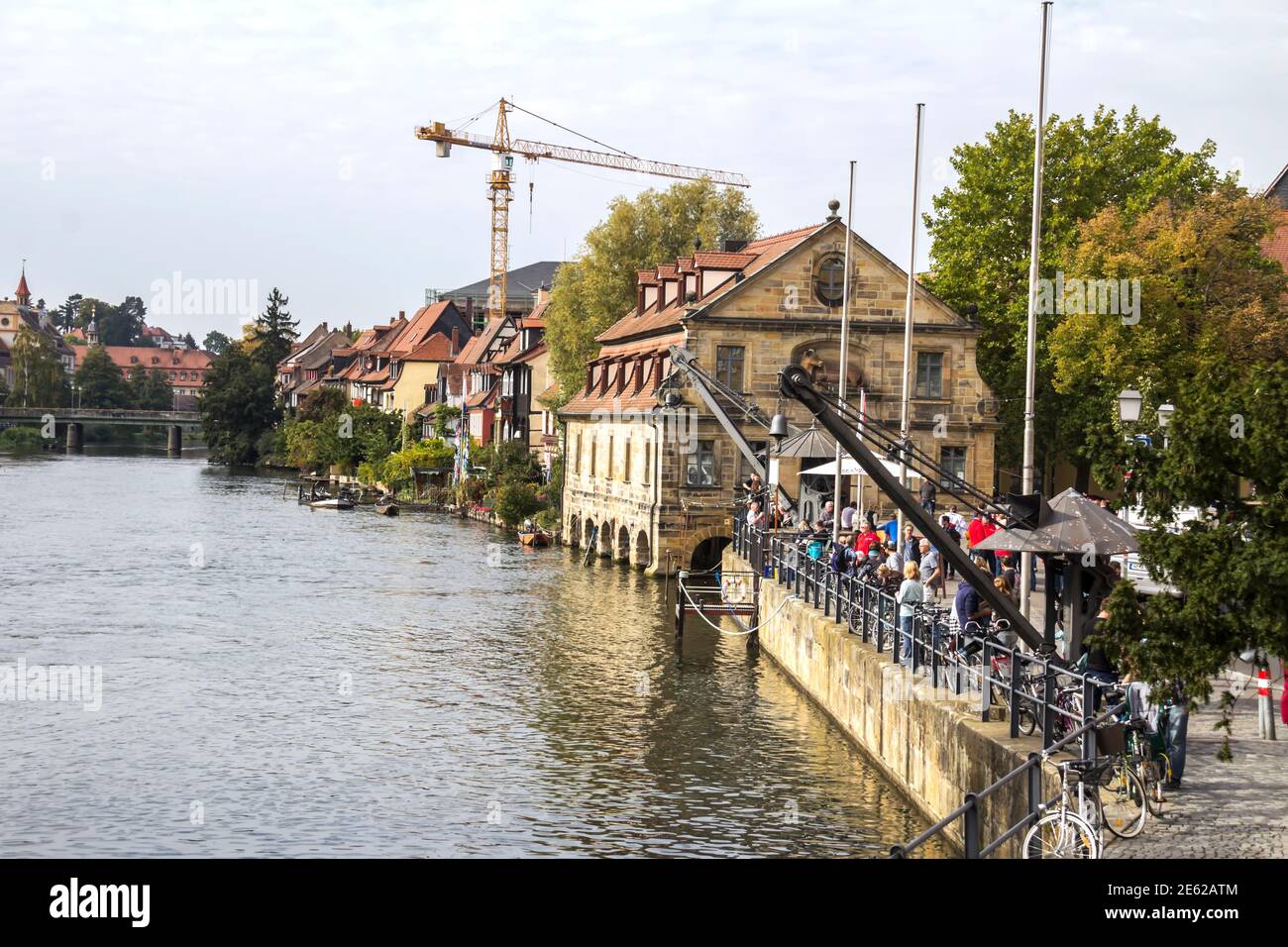 Scenic panorama of the Old Town pier architecture in Bamberg, Bavaria ...