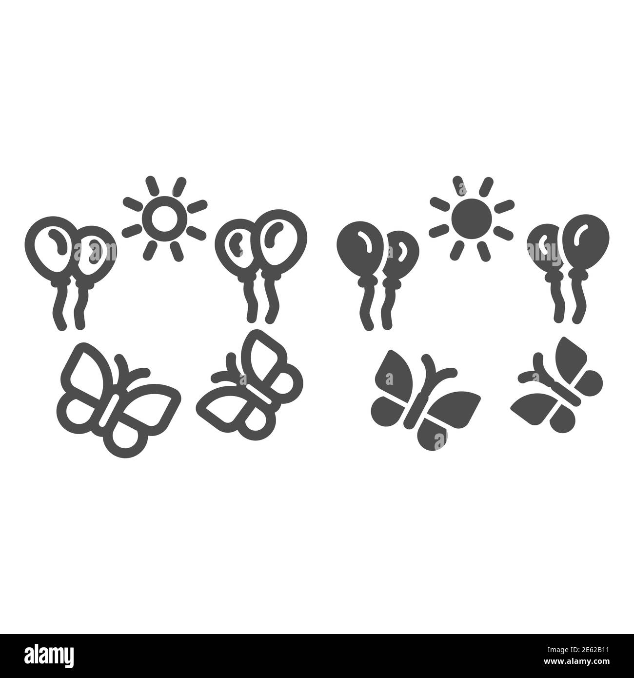 Balloons line solid icon hi-res stock photography and images - Alamy