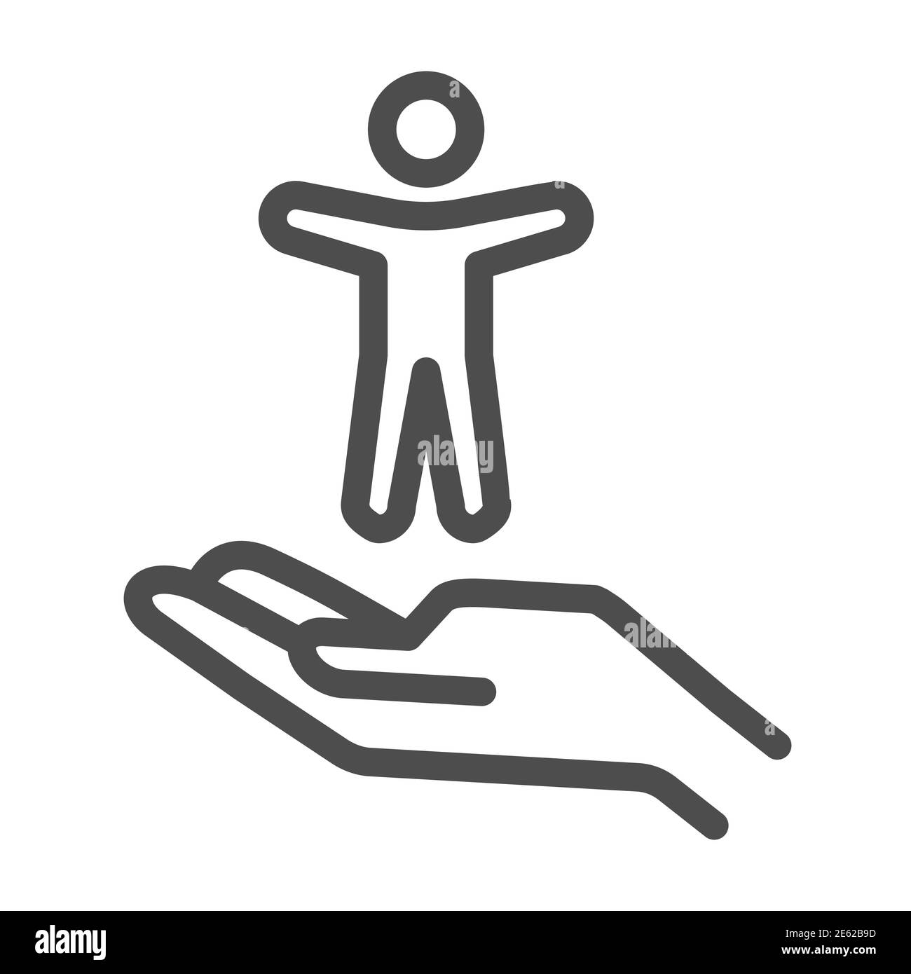 Child on human palm line icon, 1st June children protection day concept ...