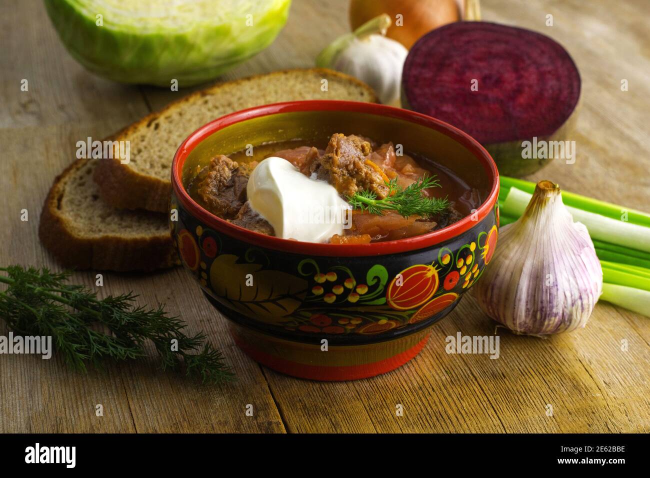 Borscht russian ukrainian traditional vegetable cabbage beetroot red ...