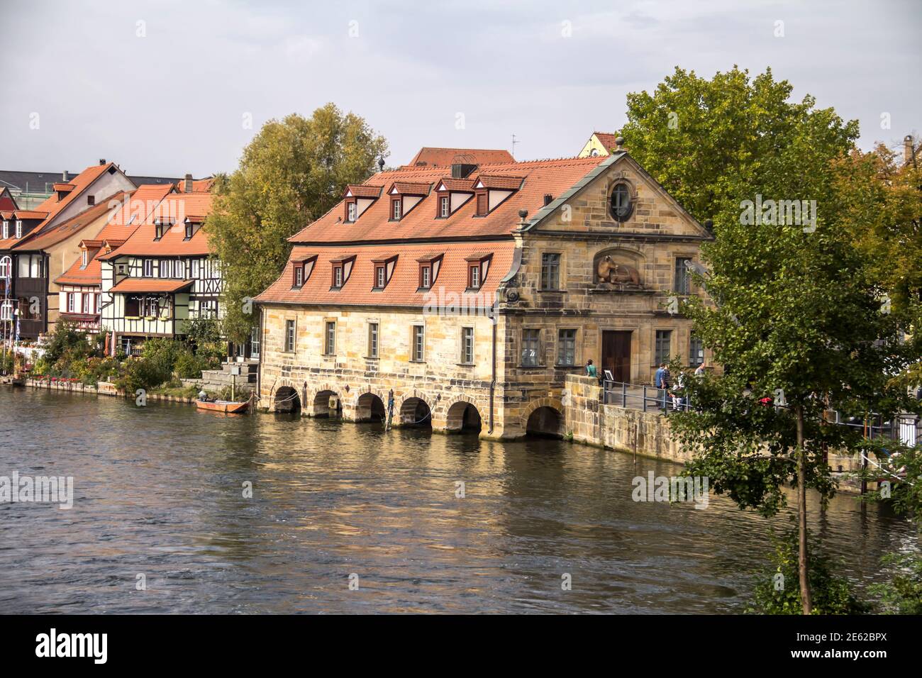 Scenic panorama of the Old Town pier architecture in Bamberg, Bavaria ...