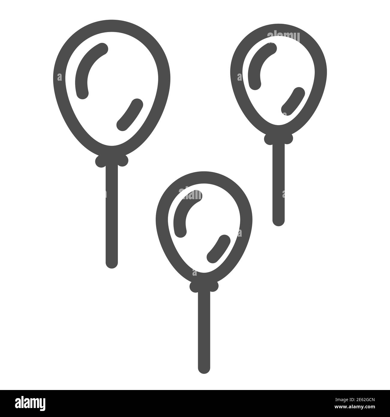 Balloons line icon, childhood concept, air helium balloons vector sign ...