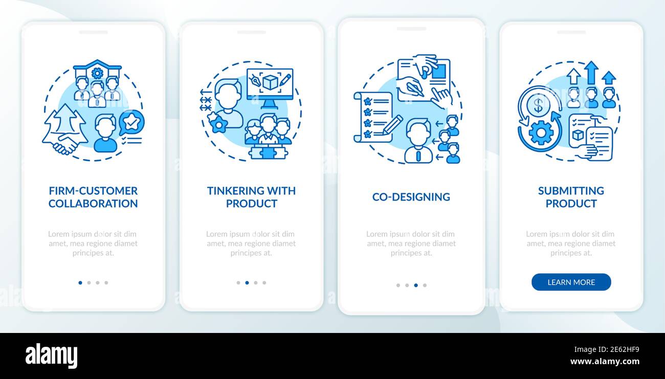 Collaborative Creation Types Onboarding Mobile App Page Screen With Concepts Stock Vector Image