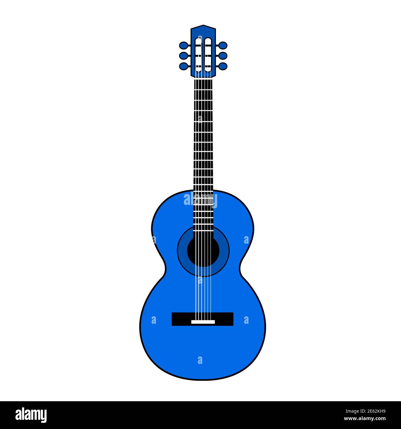 Classical blue guitar on a white background. Stringed musical ...