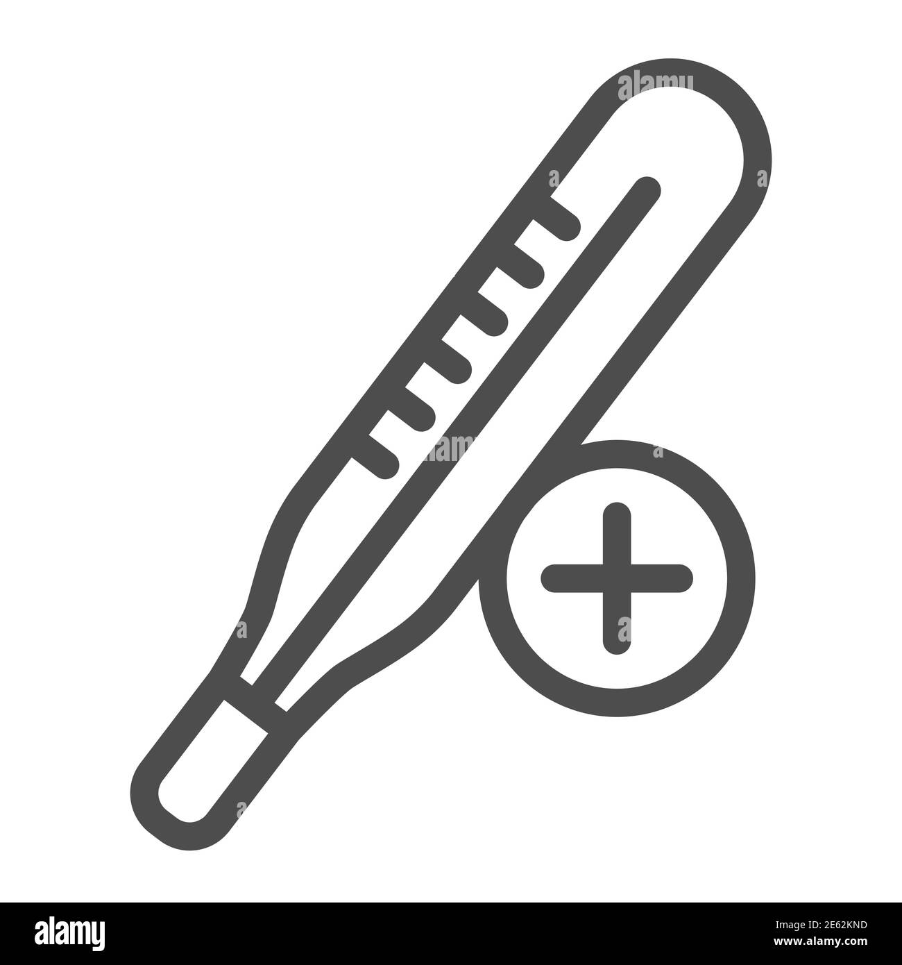Medical thermometer line icon, covid-19 concept, Check body temperature ...