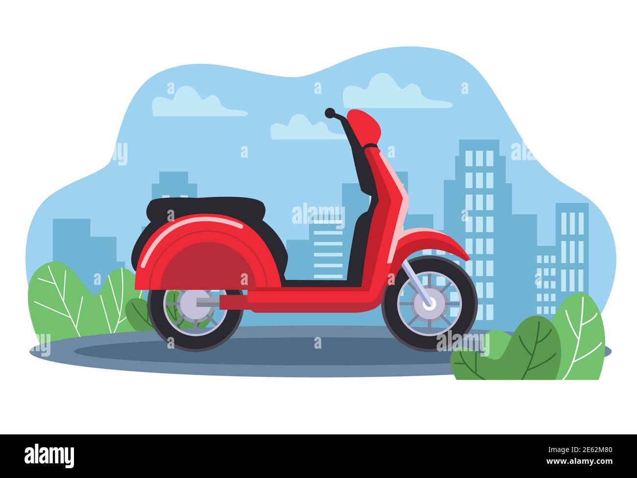 red scooter motorcycle vehicle on the city vector illustration design ...