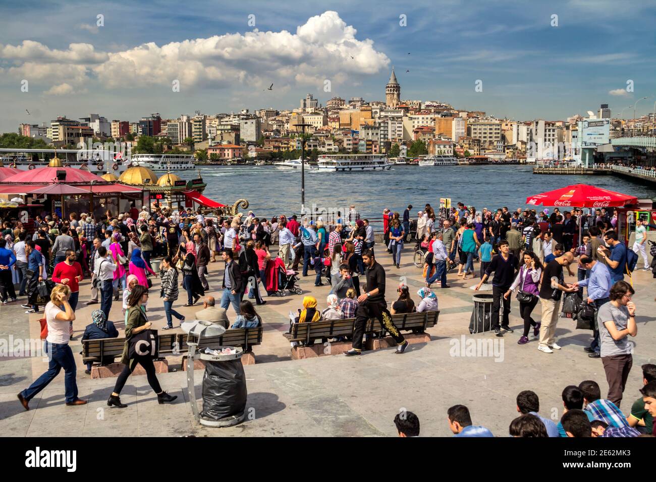 istanbul, Turkey : Crowd of people outside in Eminonu Square Stock ...