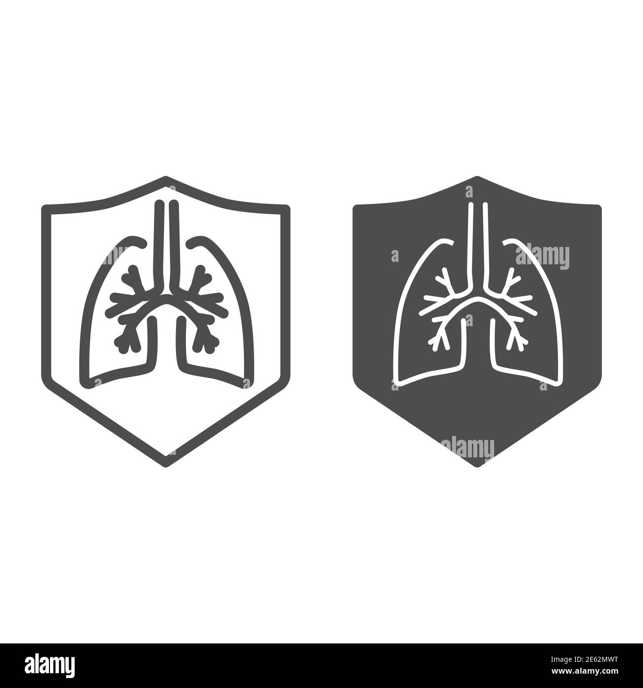 Healthy protected lungs line and solid icon, Protect from coronavirus ...