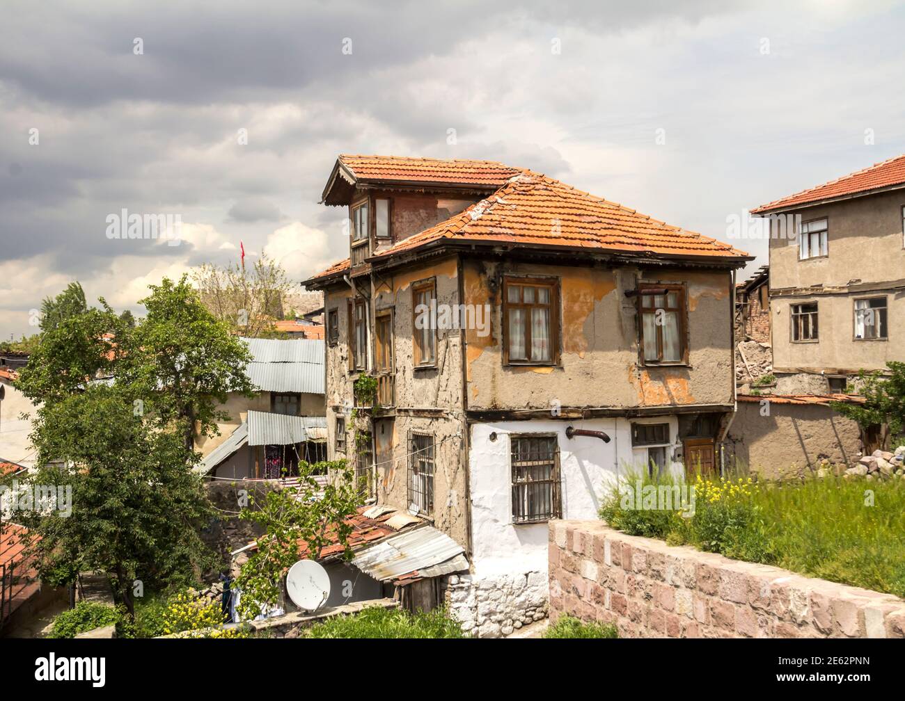 traditional Turkish houses in Ankara castle district, Turkey Stock ...