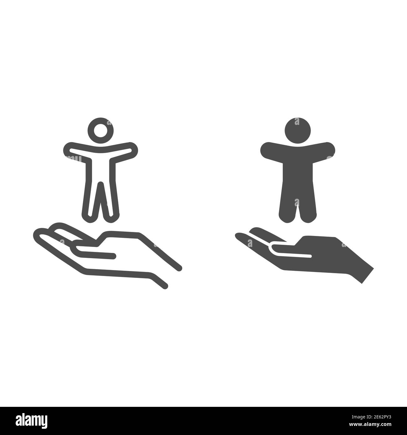 Child on human palm line and solid icon, 1st June children protection ...