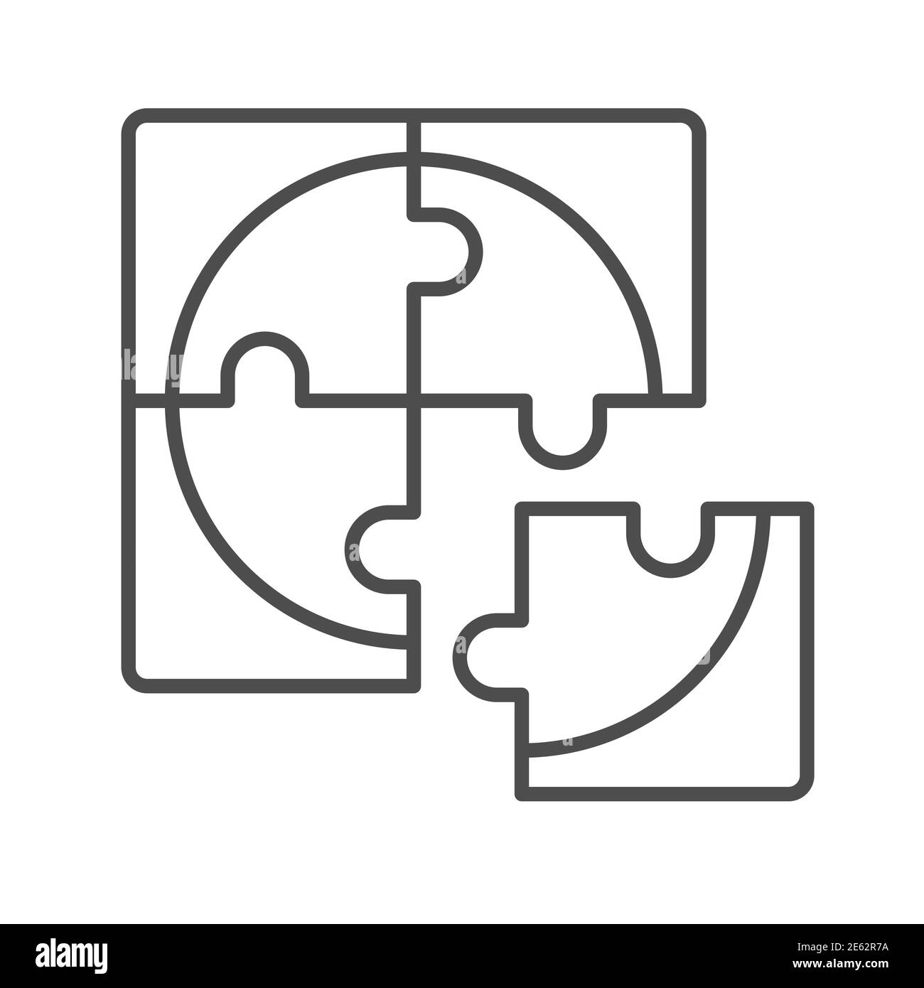 Four puzzle pieces thin line icon, business solution concept, Jigsaw ...