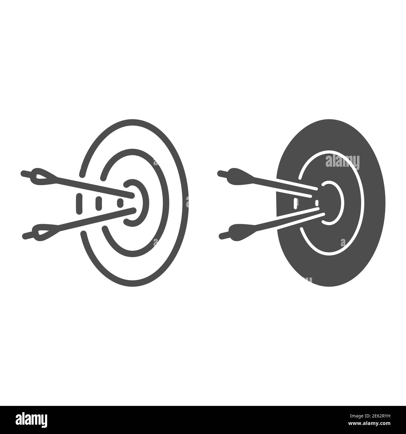 Two arrow hit target line and solid icon, marketing strategy concept ...