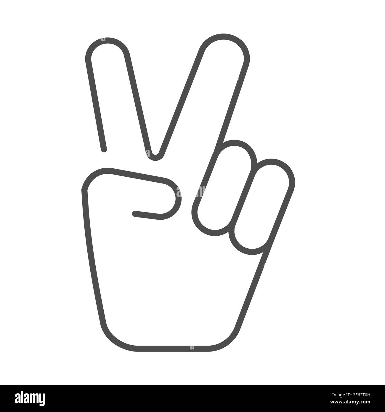 Hand shows victory sign thin line icon, hand gestures concept, victory ...