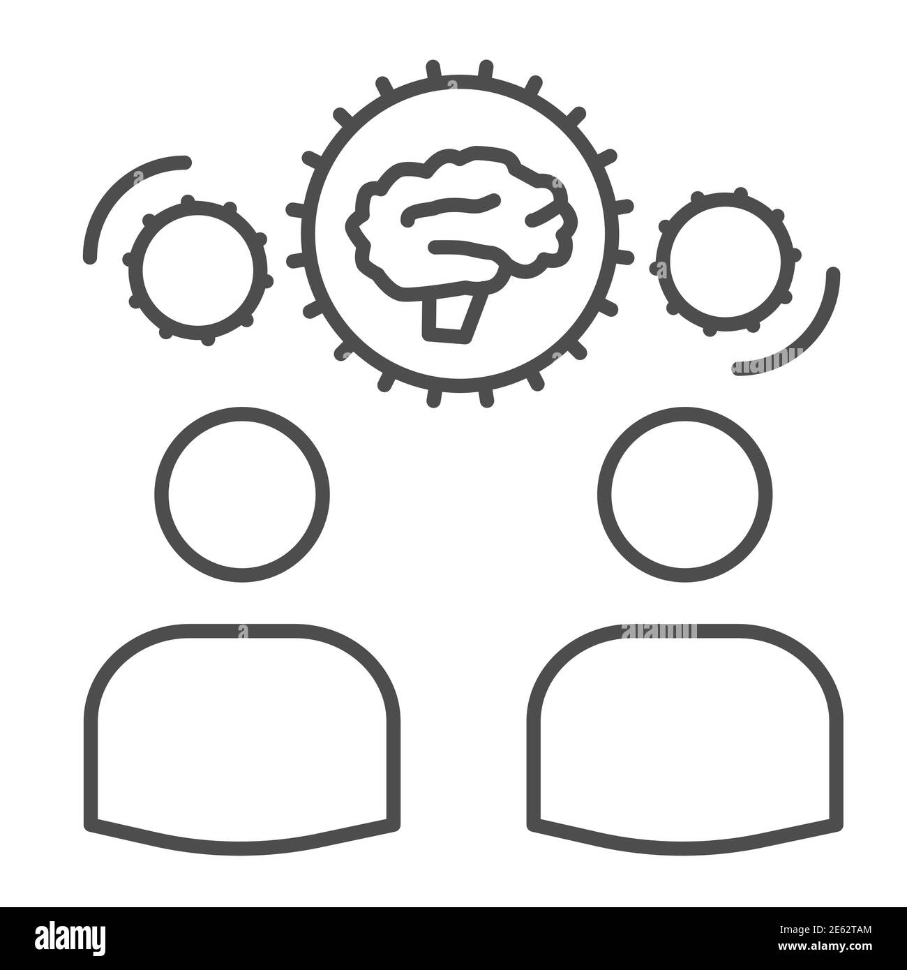 Two men share knowledge thin line icon, business concept, Knowledge or ...
