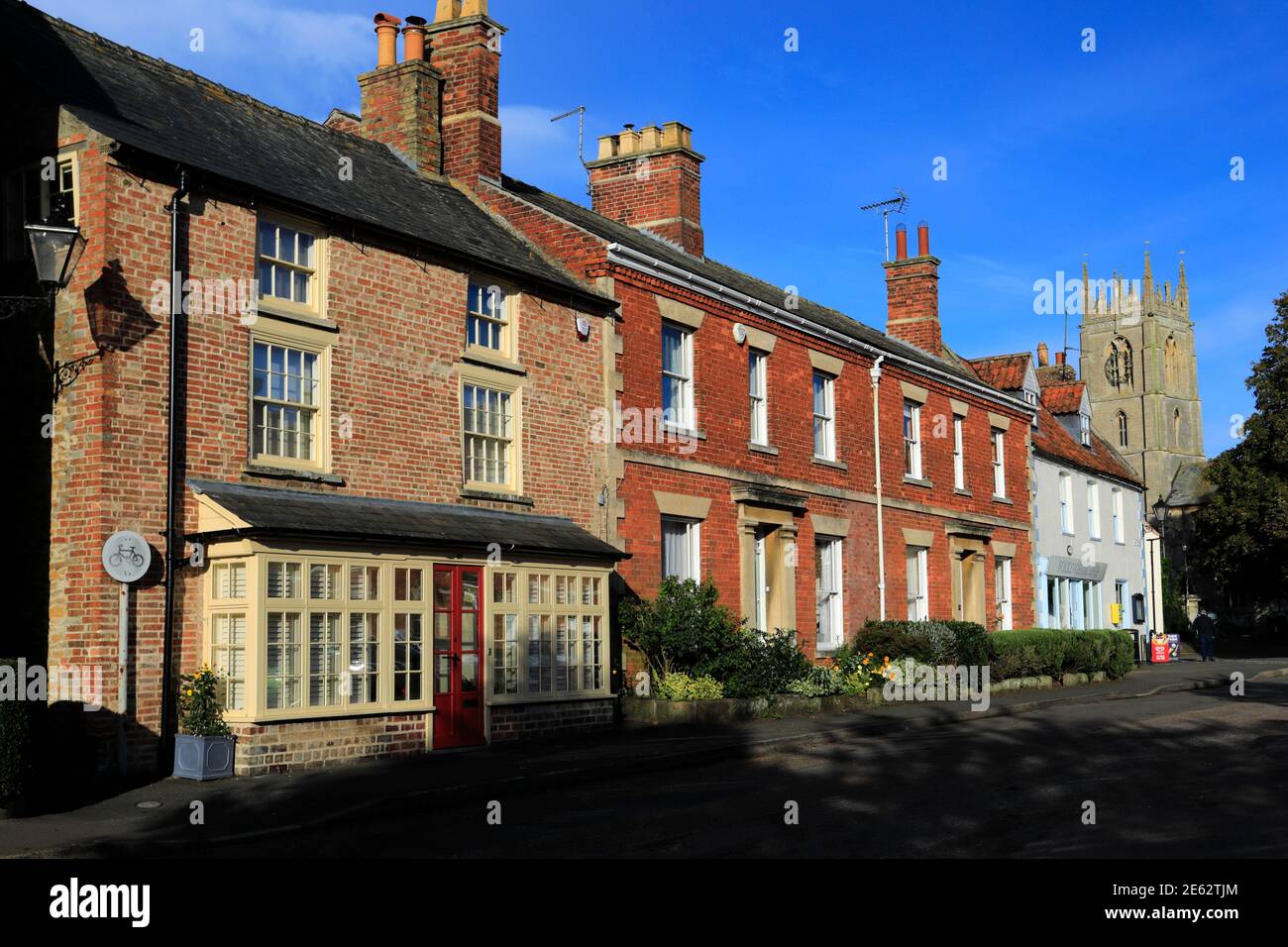 Georgian buildings around Folkingham village green; Lincolnshire ...