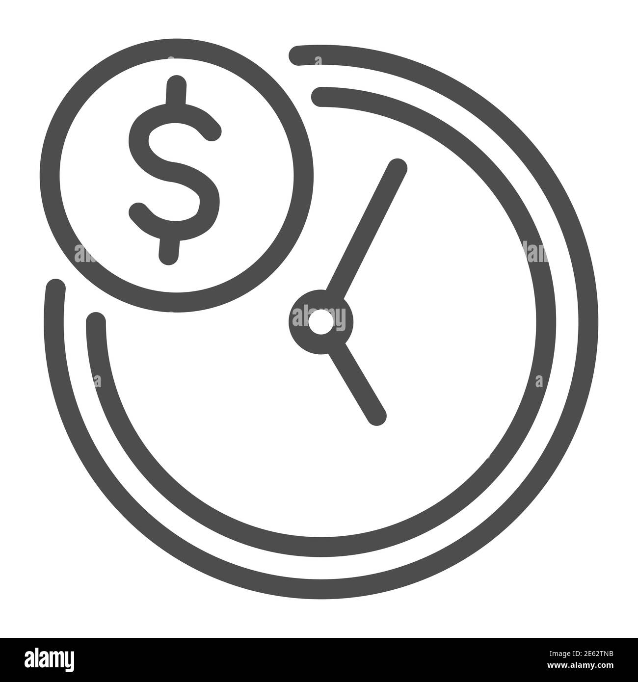 Clock and dollar line icon, business concept, Dollar coin with clock ...