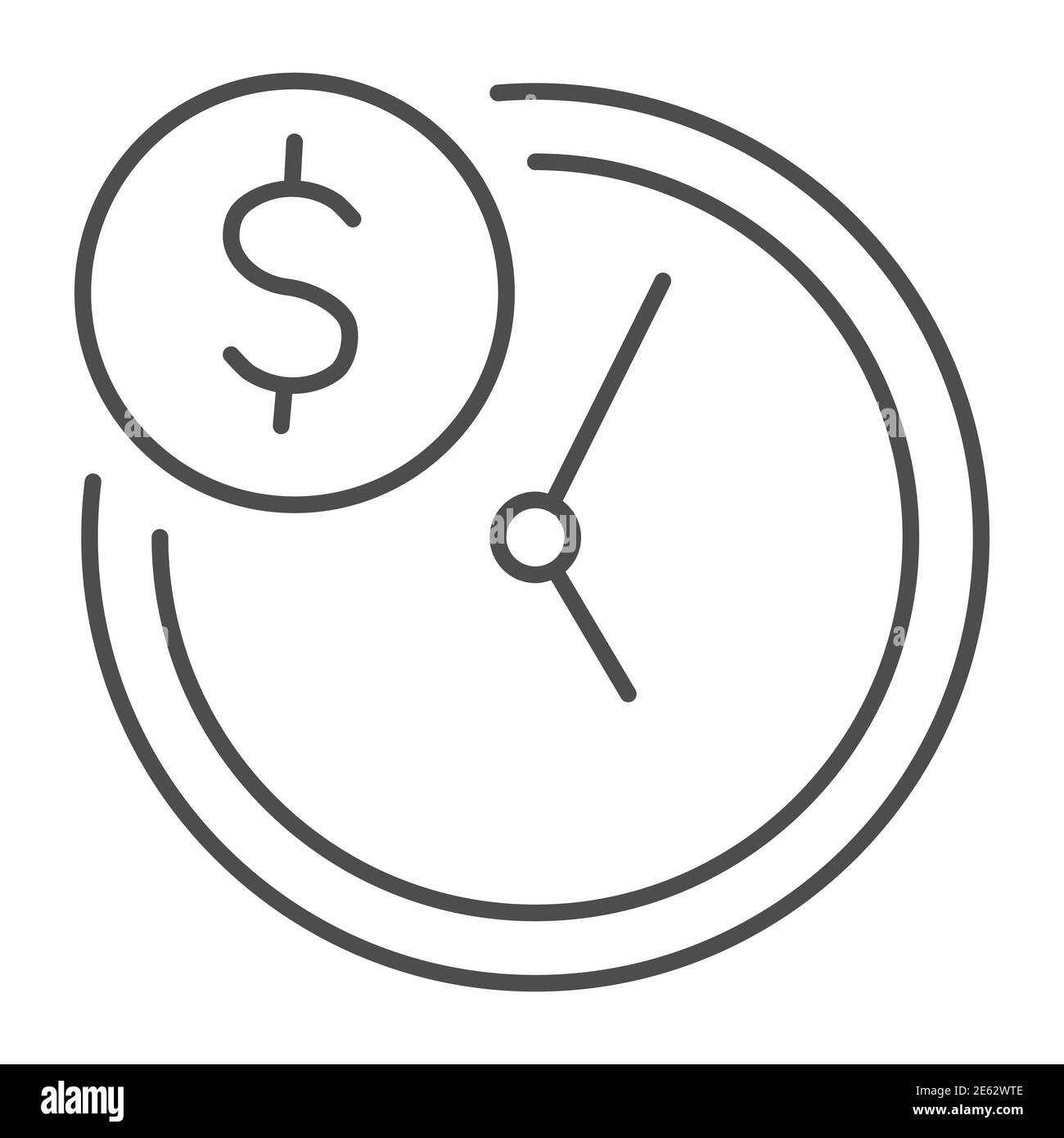Clock and dollar thin line icon, business concept, Dollar coin with ...
