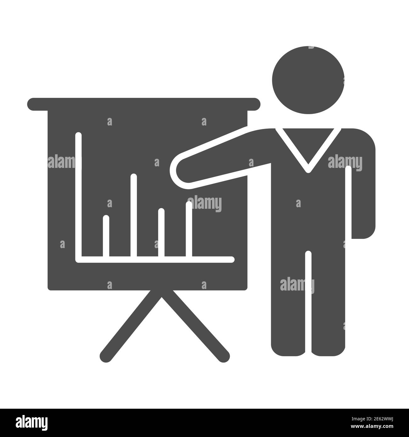 Man with presentation board solid icon, Business concept, Person ...