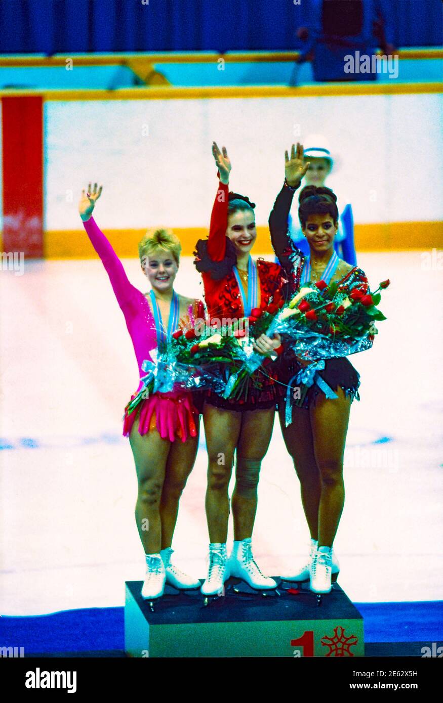 Katarina Witt (GDR) Gold medalist and Olympic Champion (C),Elizabeth ...
