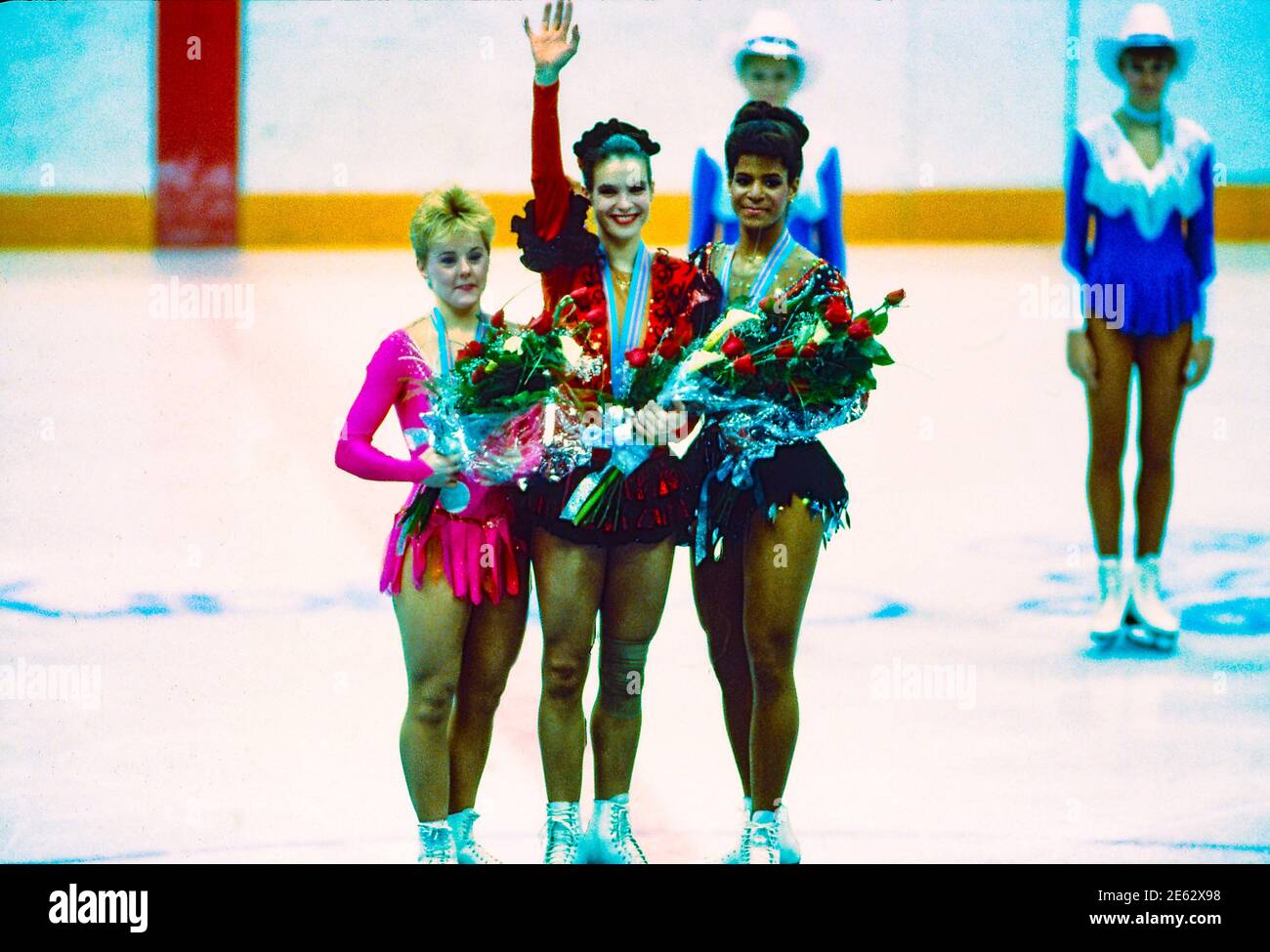 Katarina Witt (GDR) Gold medalist and Olympic Champion (C),Elizabeth ...