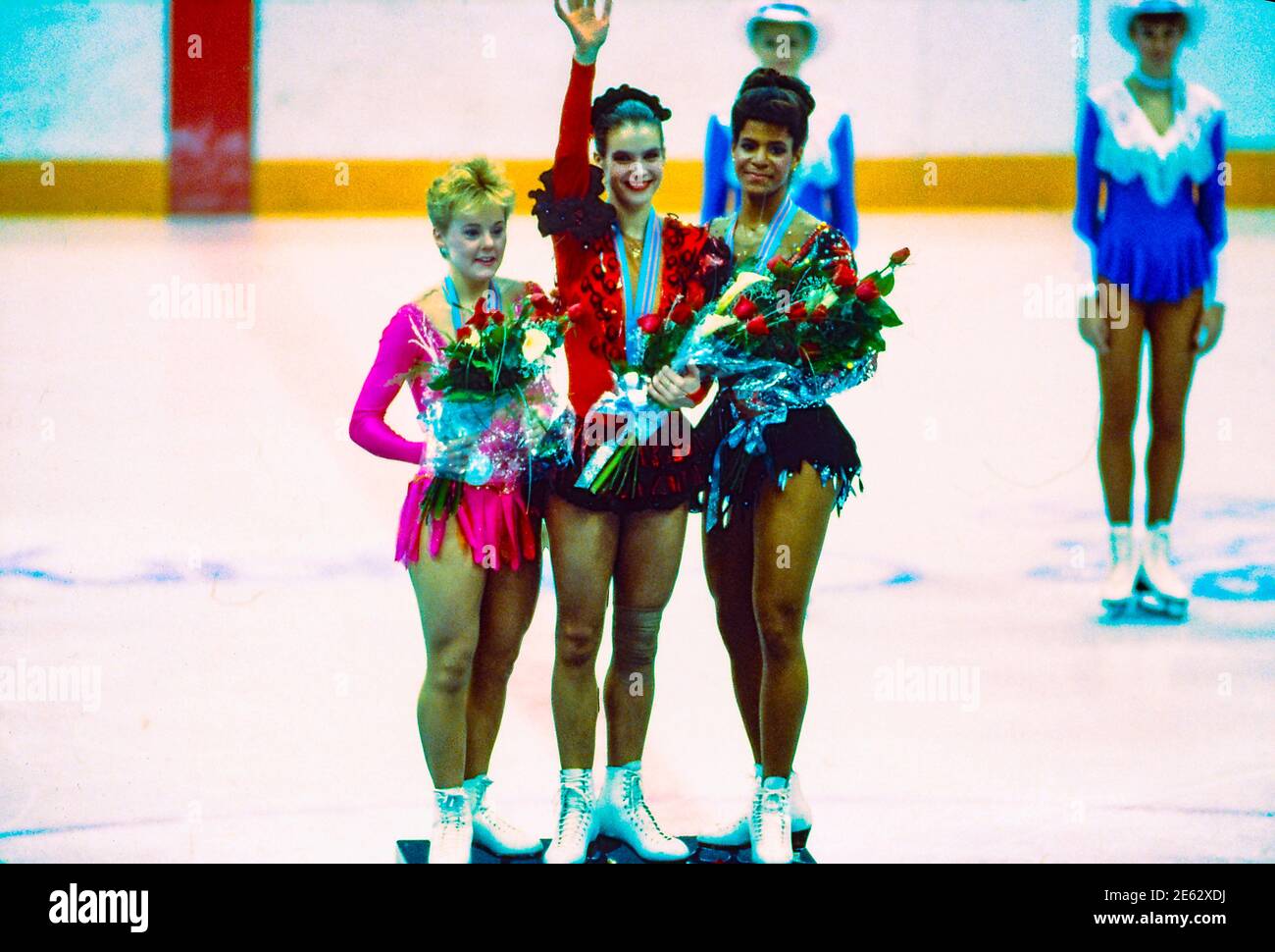 Katarina Witt (GDR) Gold medalist and Olympic Champion (C),Elizabeth ...