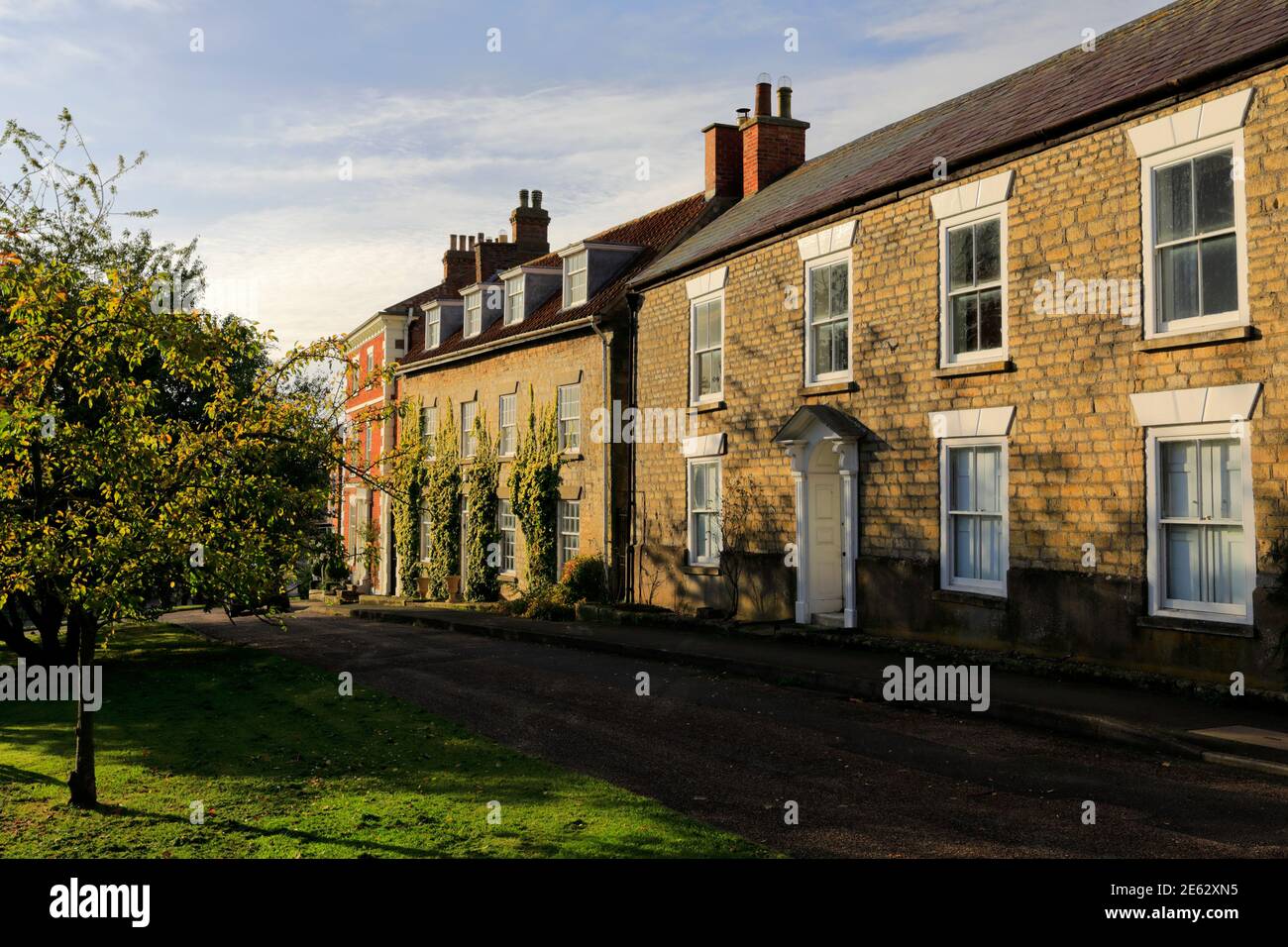 Georgian buildings around Folkingham village green; Lincolnshire ...
