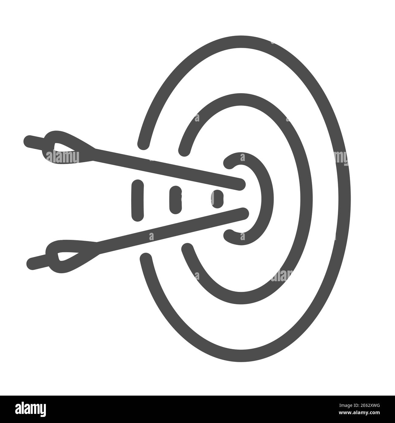 Two arrow hit target line icon, marketing strategy concept, dart with ...