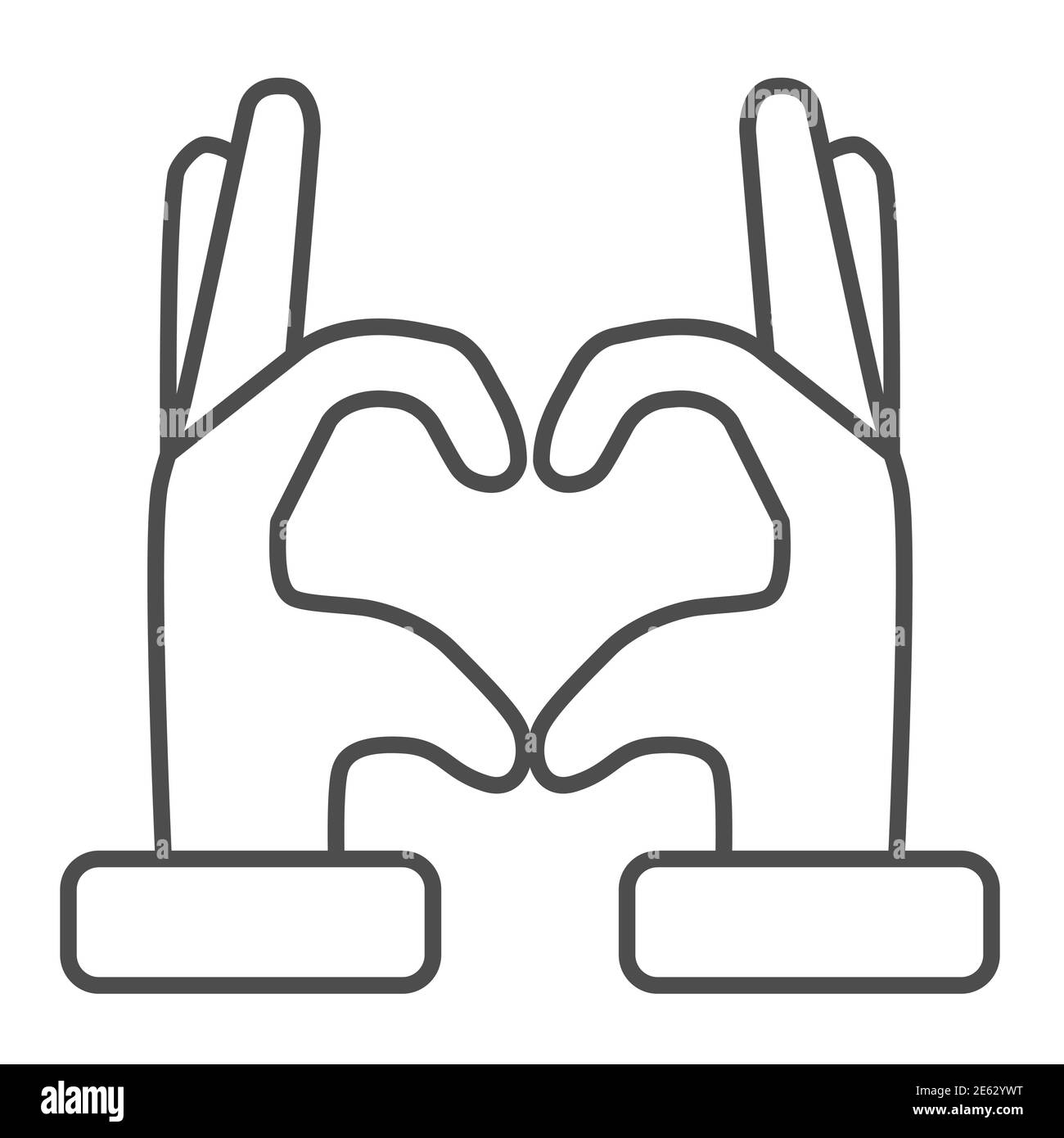 Hands in heart form thin line icon, gestures concept, Heart shape hand ...