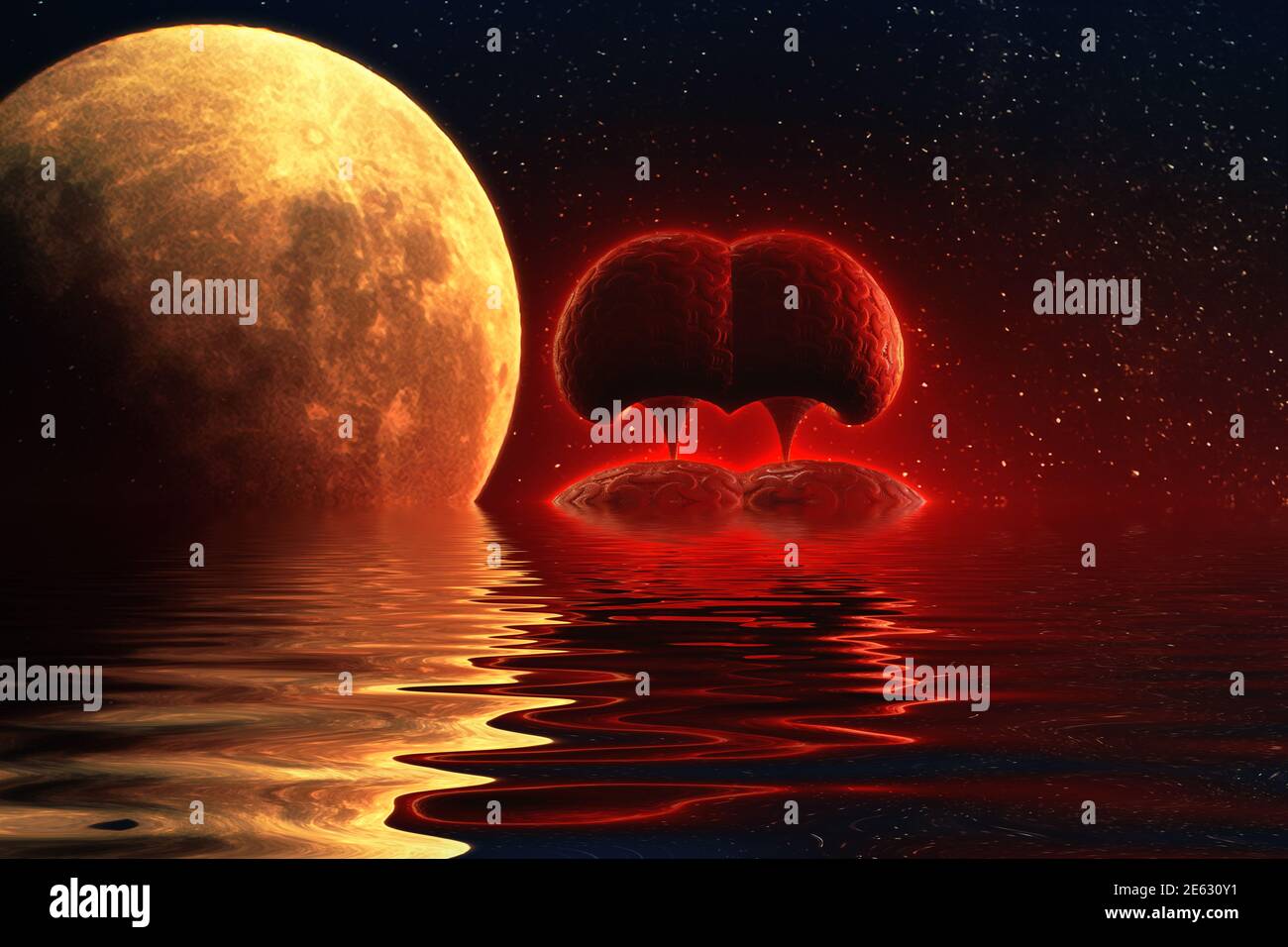 Fantastic 3d image of an island in the ocean against the background of ...