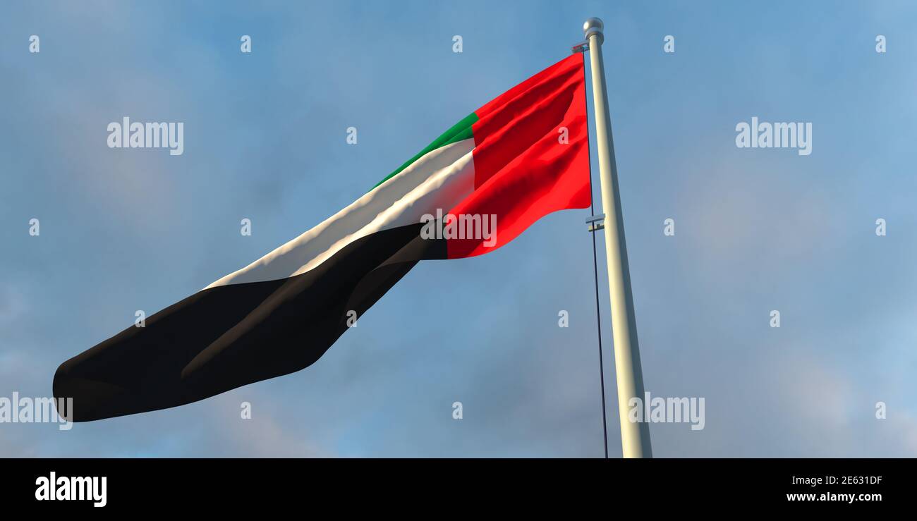 3d rendering of the national flag of the UAE Stock Photo - Alamy