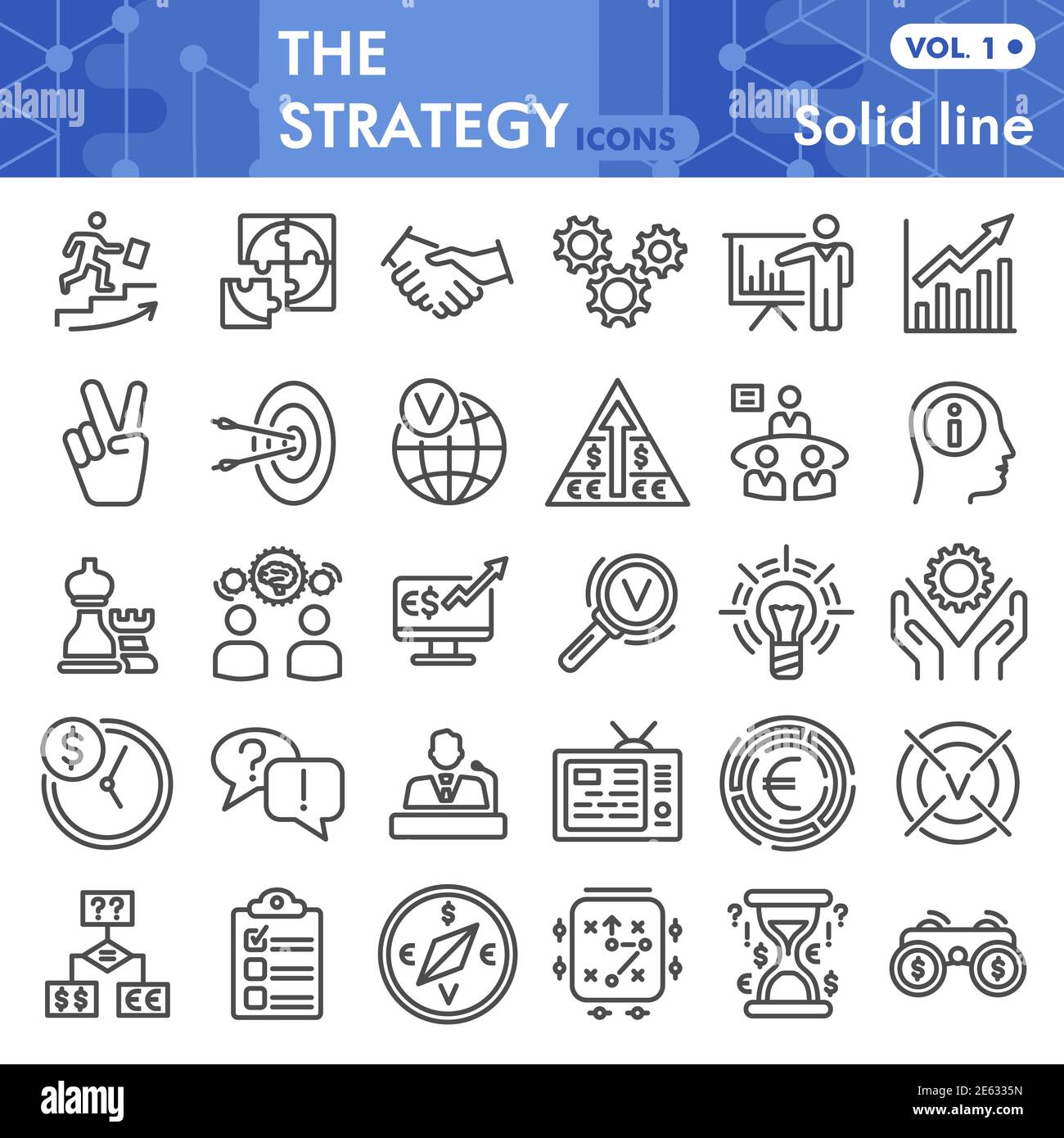 Strategy line icon set, business symbols collection or sketches ...