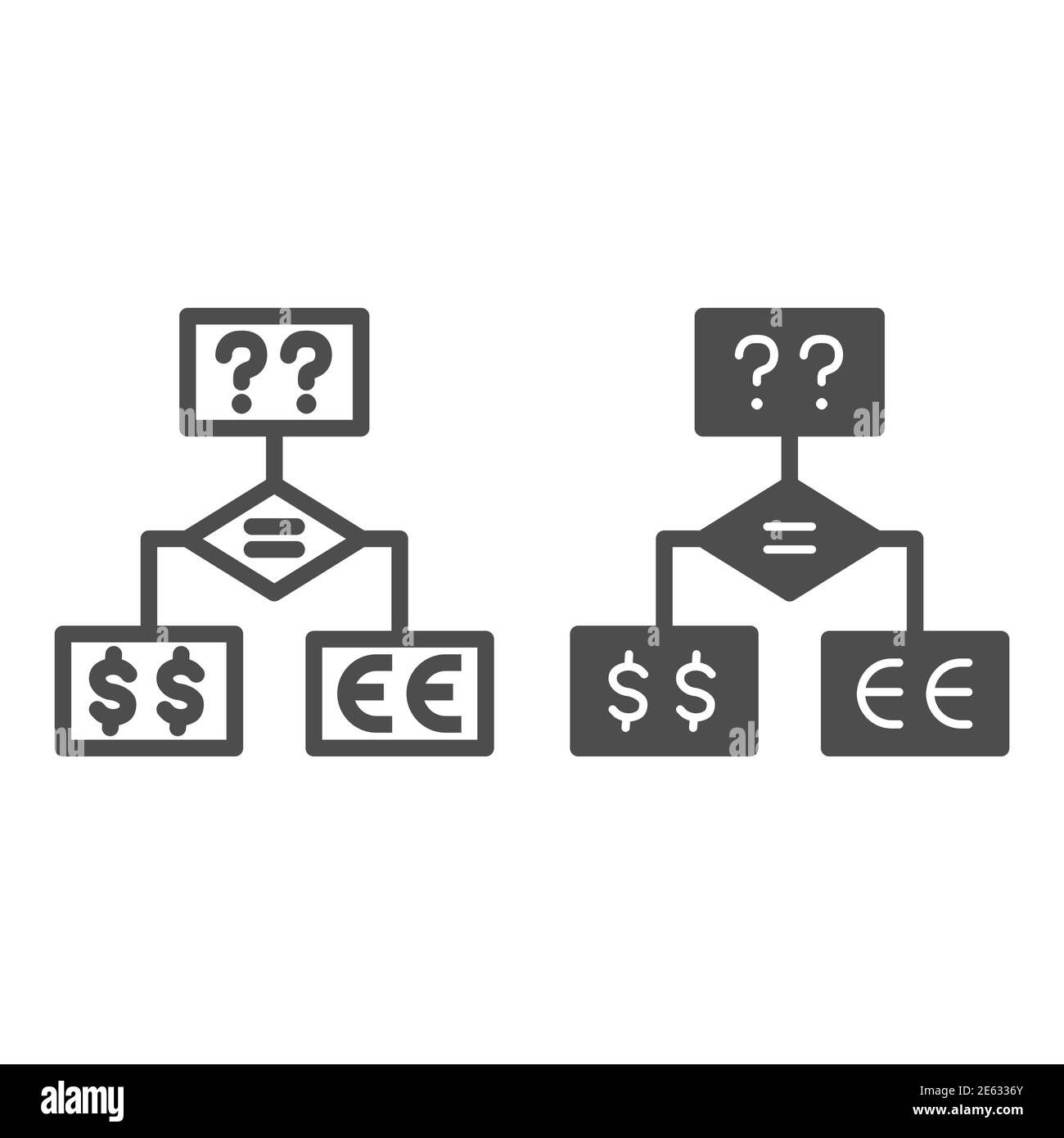 Business flowchart line and solid icon, business strategy concept ...