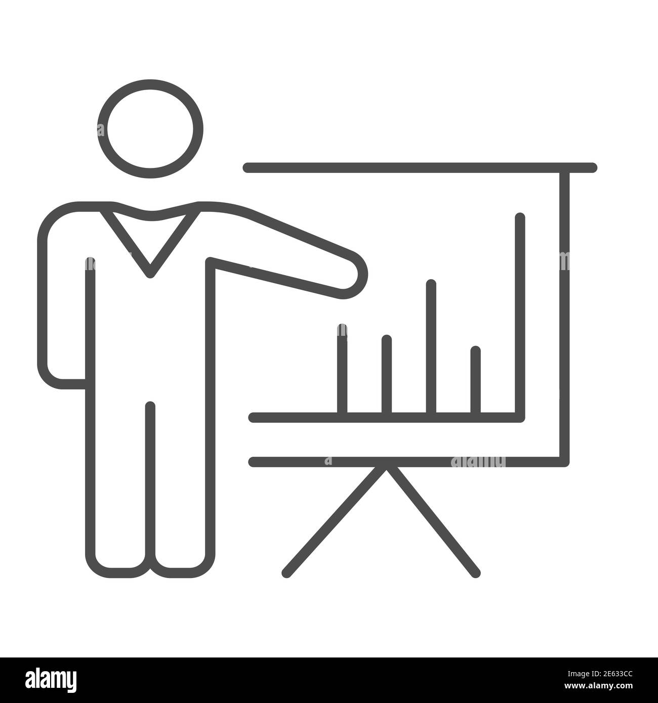 Man with presentation board thin line icon, Business concept, Person ...