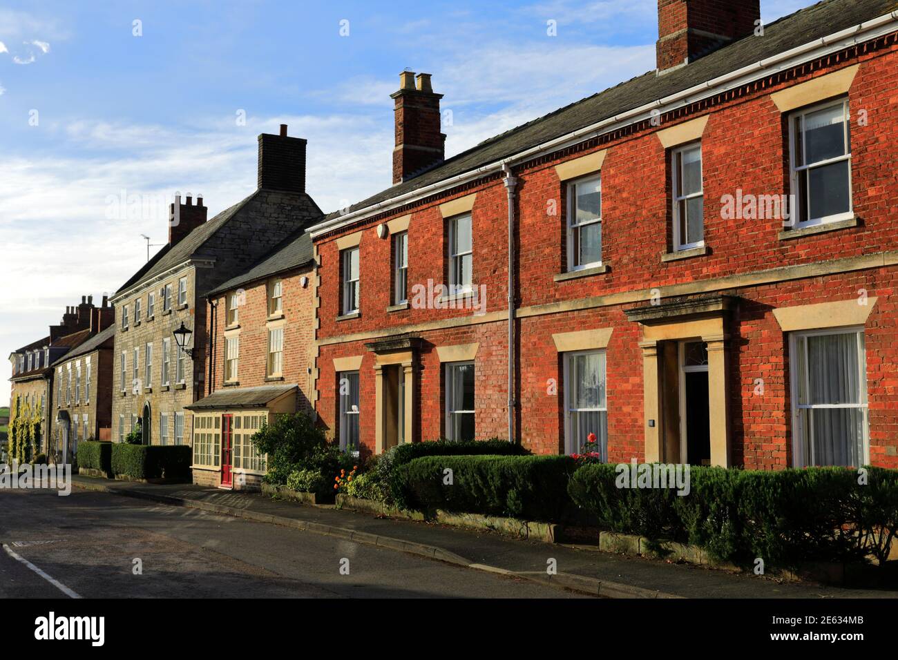 Georgian buildings around Folkingham village green; Lincolnshire ...