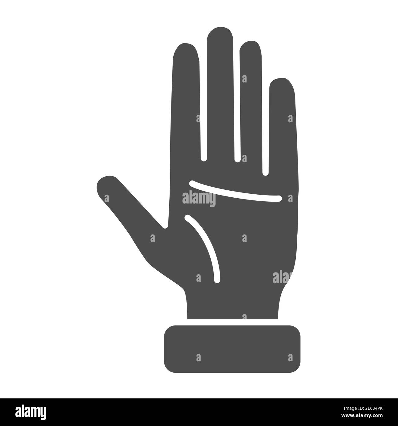 Raised hand solid icon, gestures concept, open palm sign on white ...