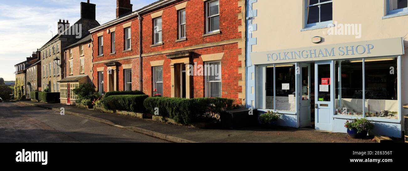 Georgian buildings around Folkingham village green; Lincolnshire ...