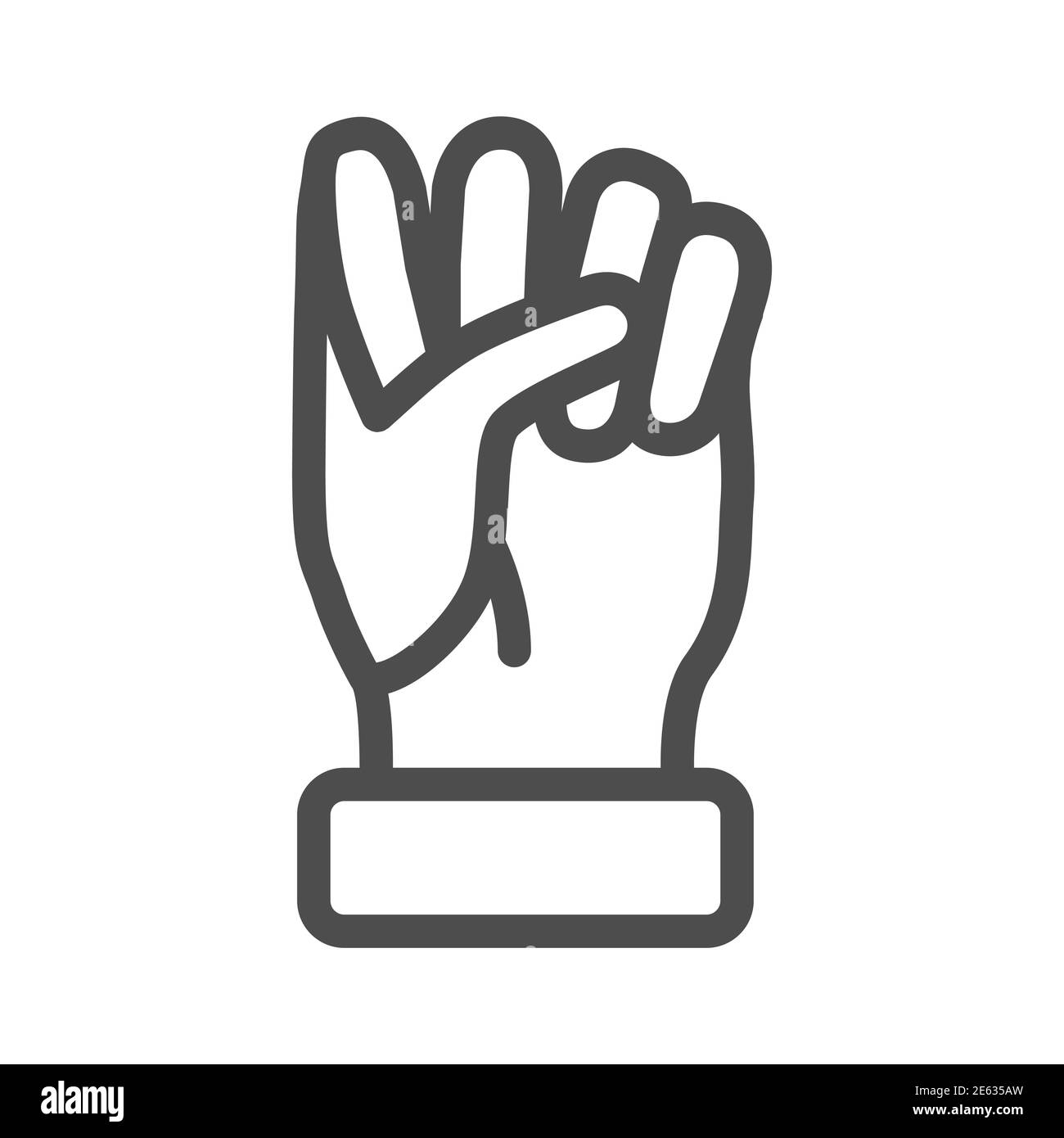 Fist line icon, hand gestures concept, power gesture sign on white ...