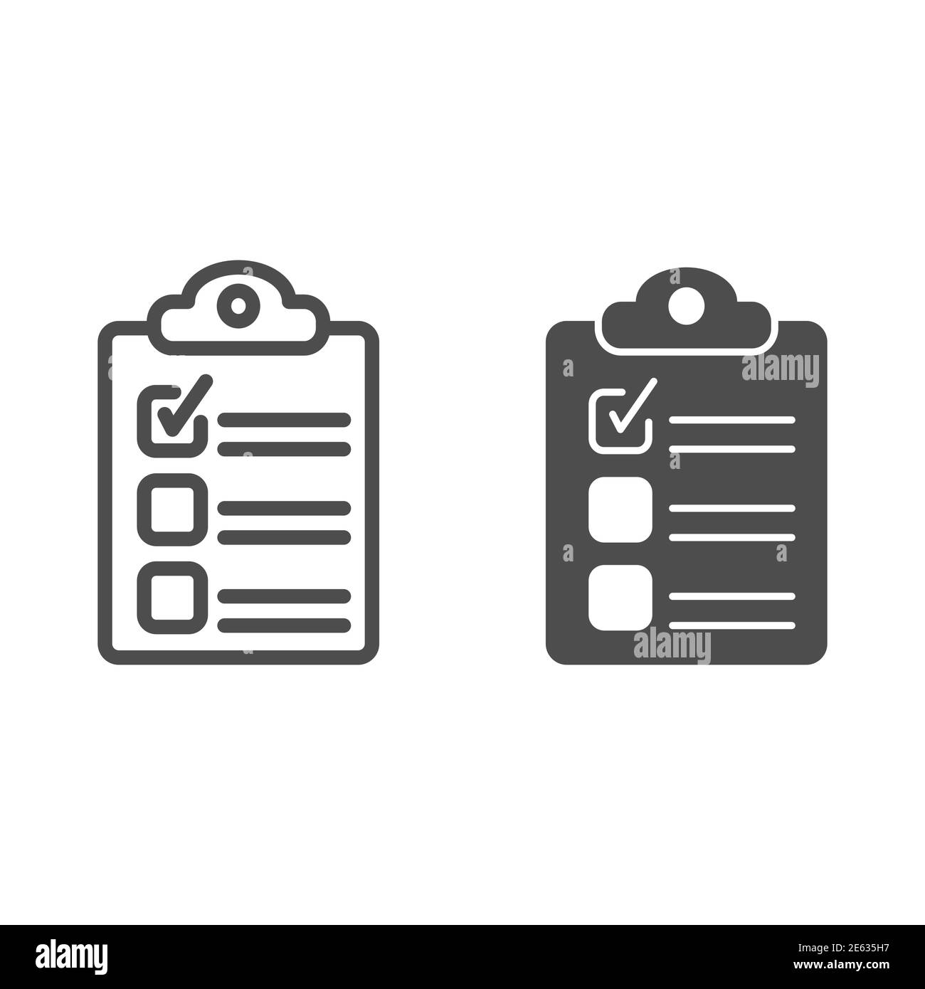 Checklist line and solid icon, business concept, Clipboard sign on ...
