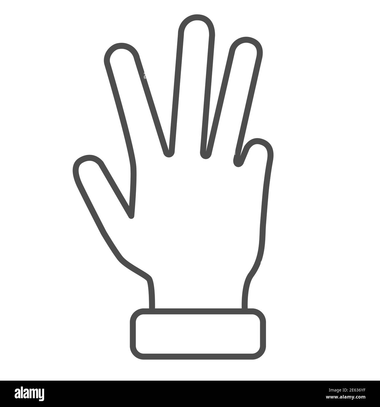 Four fingers up thin line icon, gestures concept, Counting sign on ...