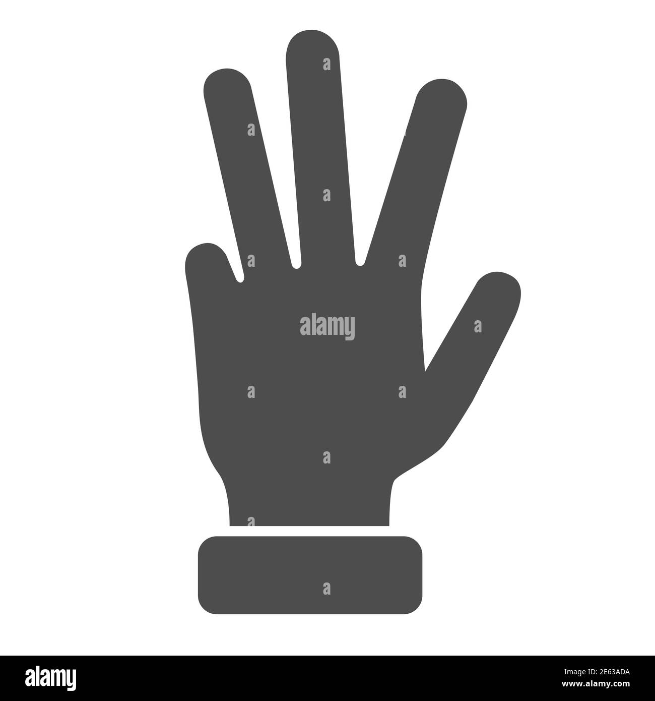 Four fingers up solid icon, gestures concept, Counting sign on white ...