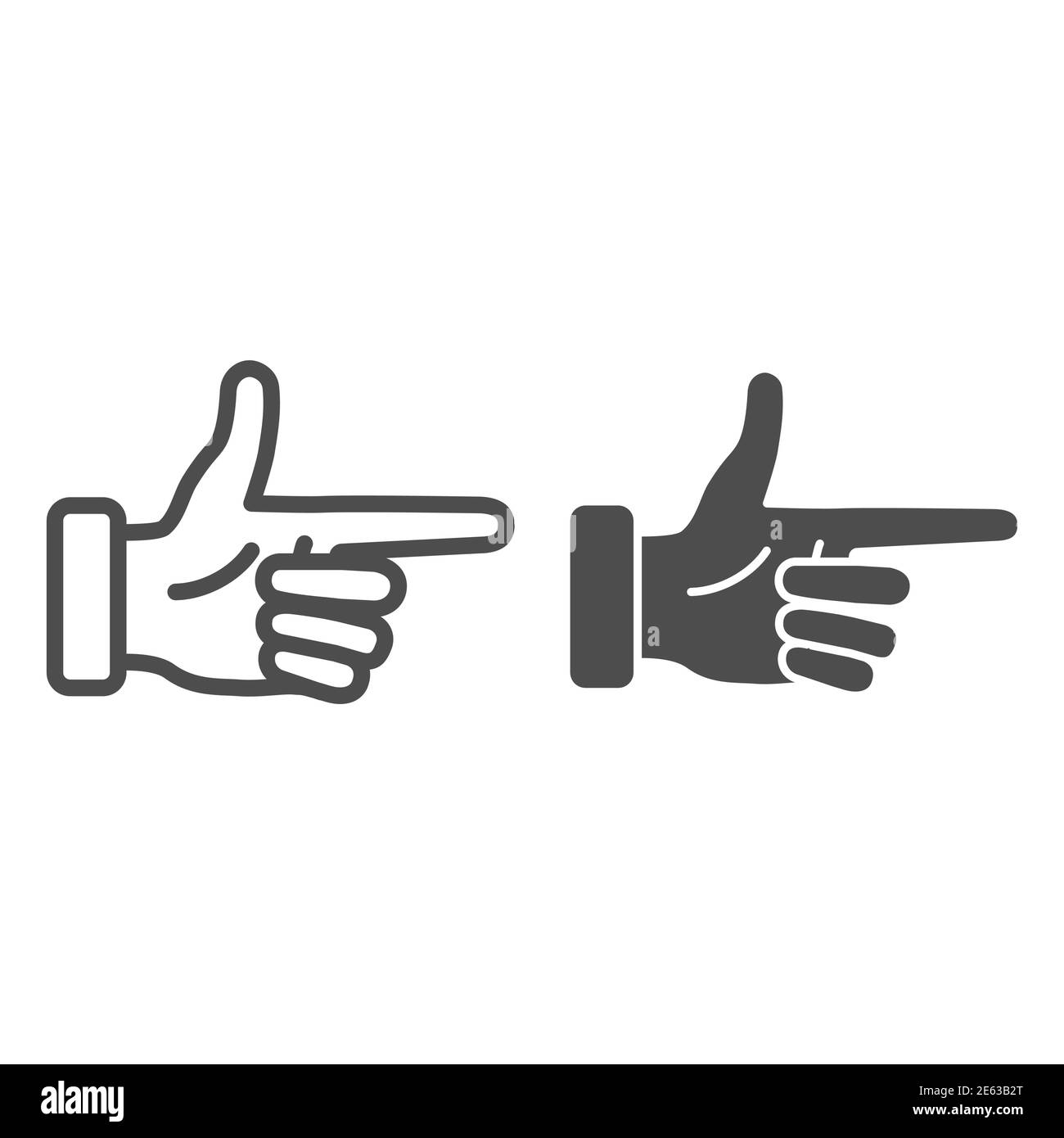 Pointer hand line and solid icon, hand gestures concept, Attention hand ...