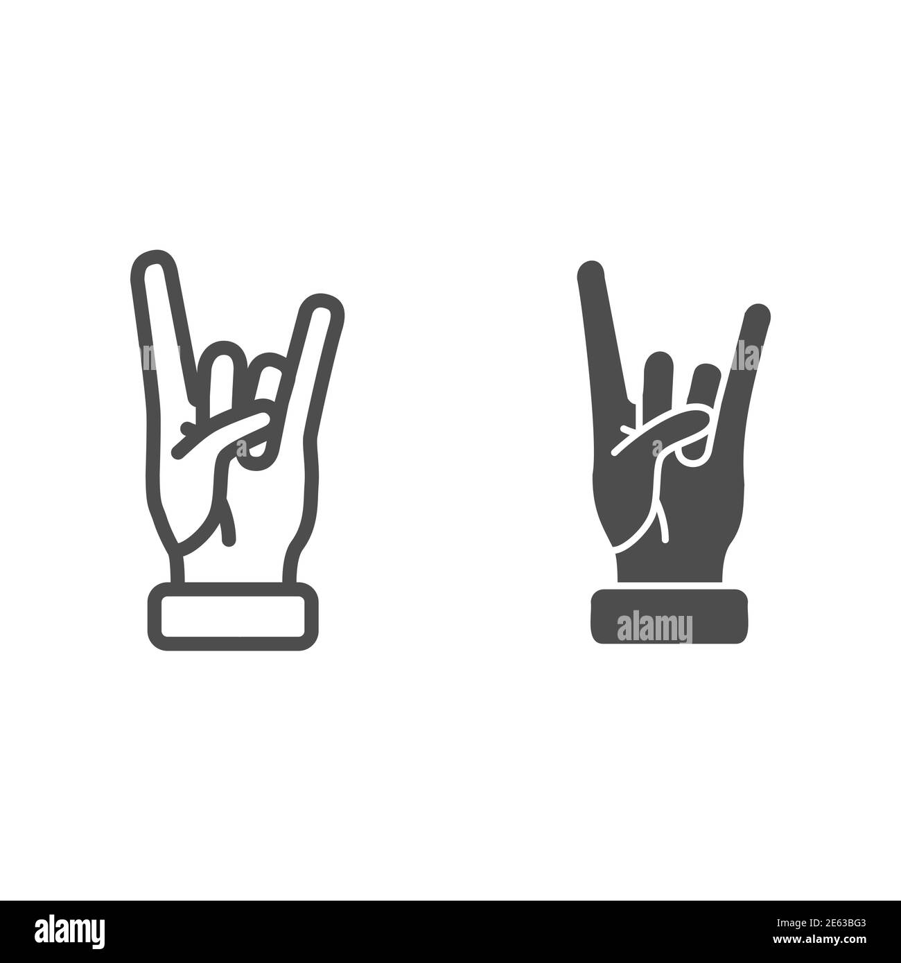 Rock and roll gesture line and solid icon, Hand gestures concept, Heavy ...