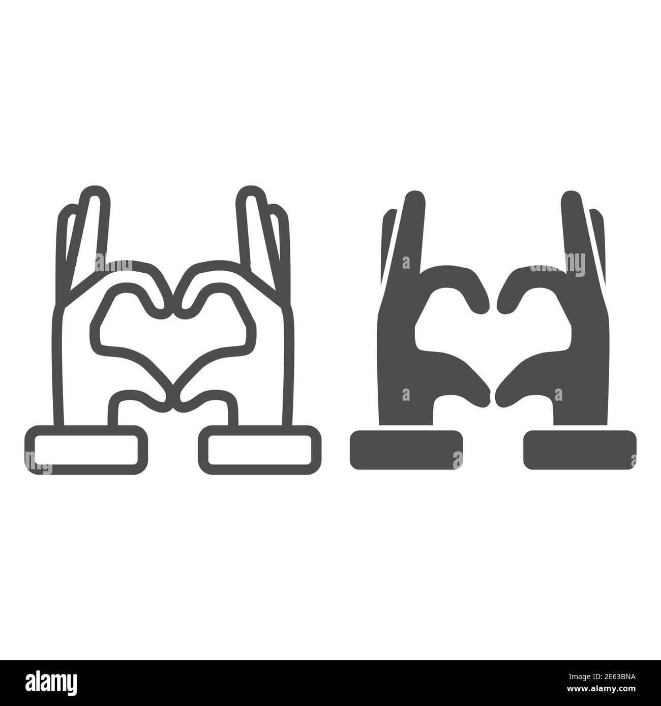 Hands in heart form line and solid icon, gestures concept, Heart shape ...