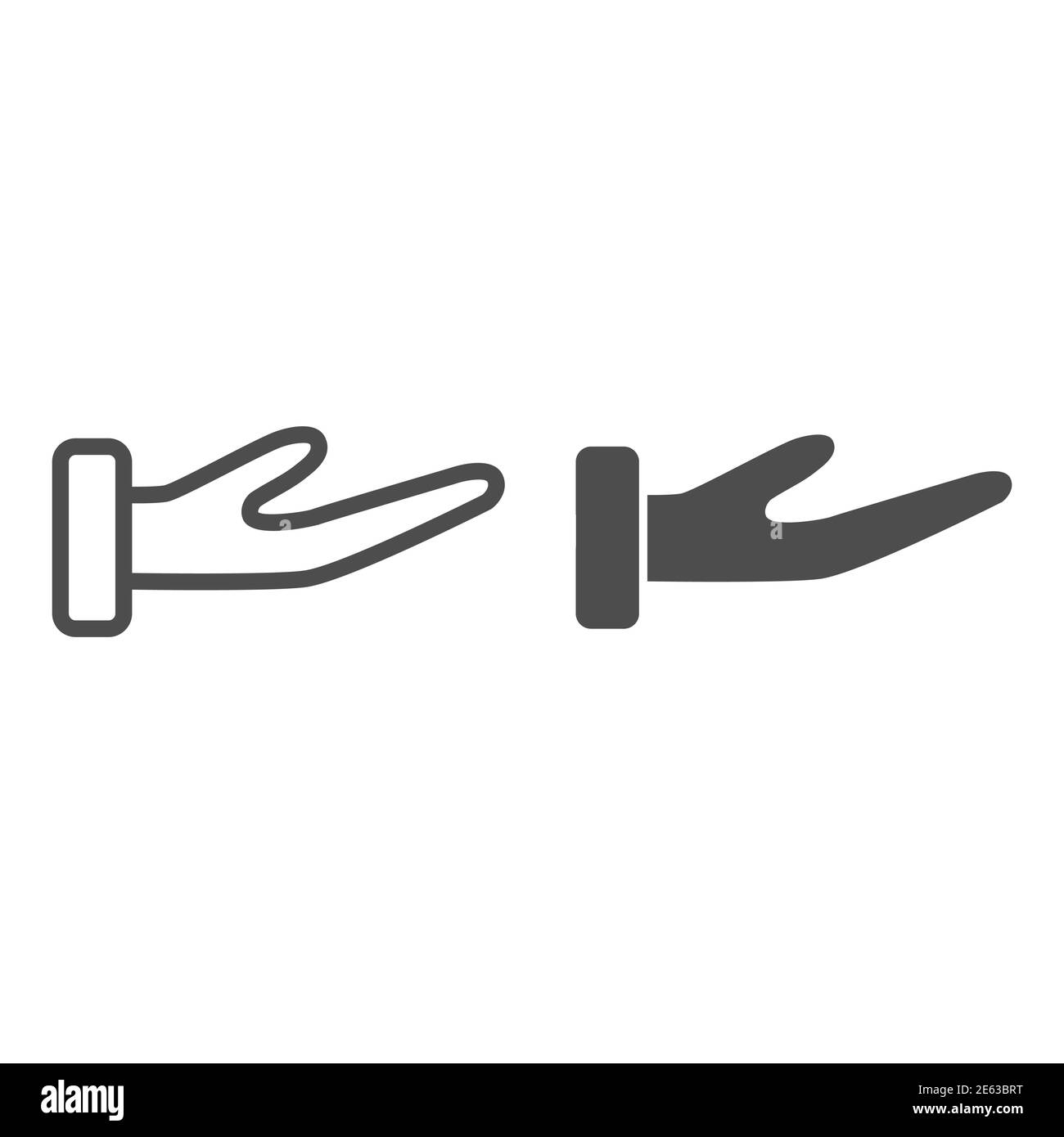 Human hand support gesture line and solid icon, gestures concept ...