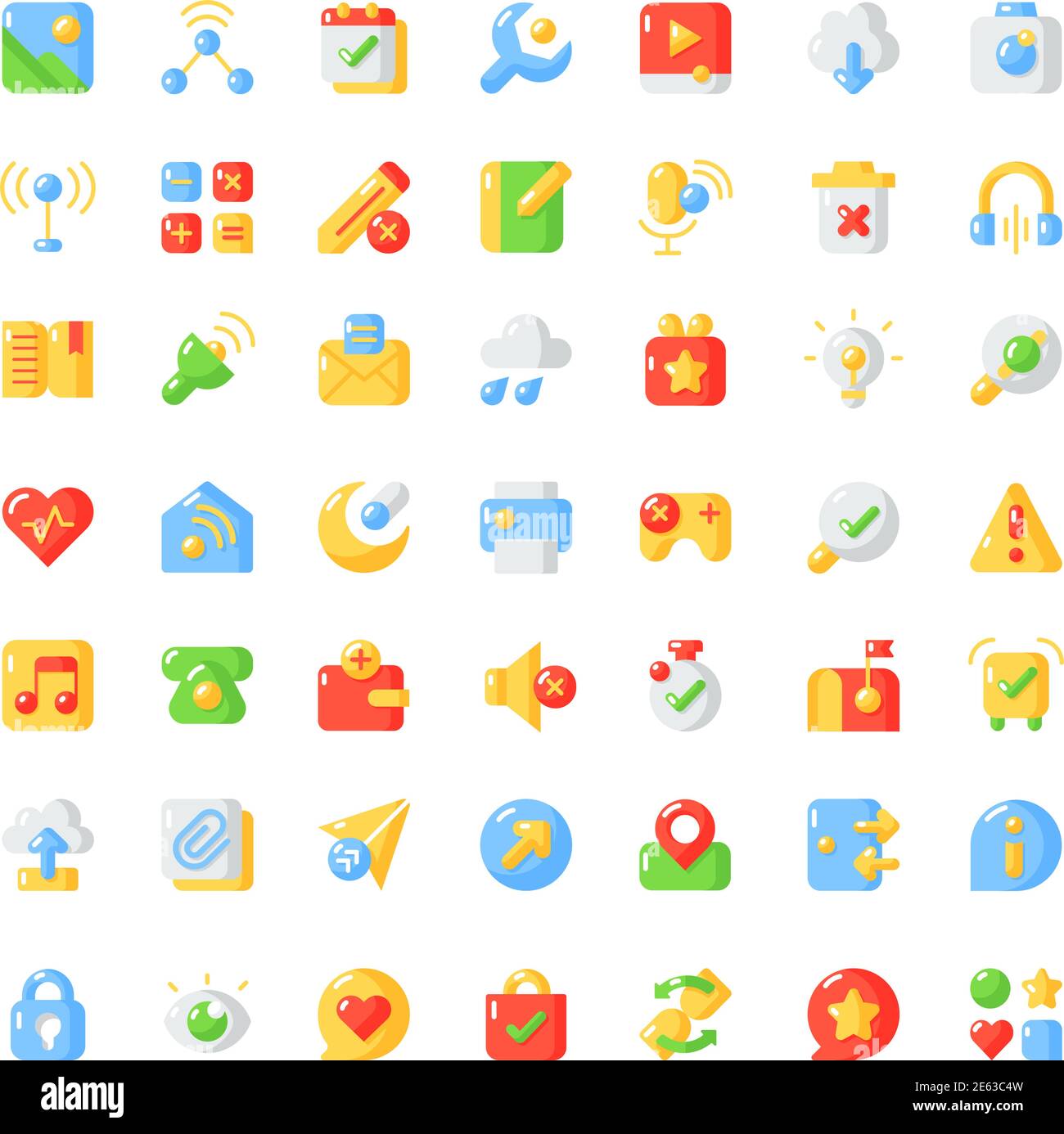 Interface vector flat color icon set Stock Vector Image & Art - Alamy