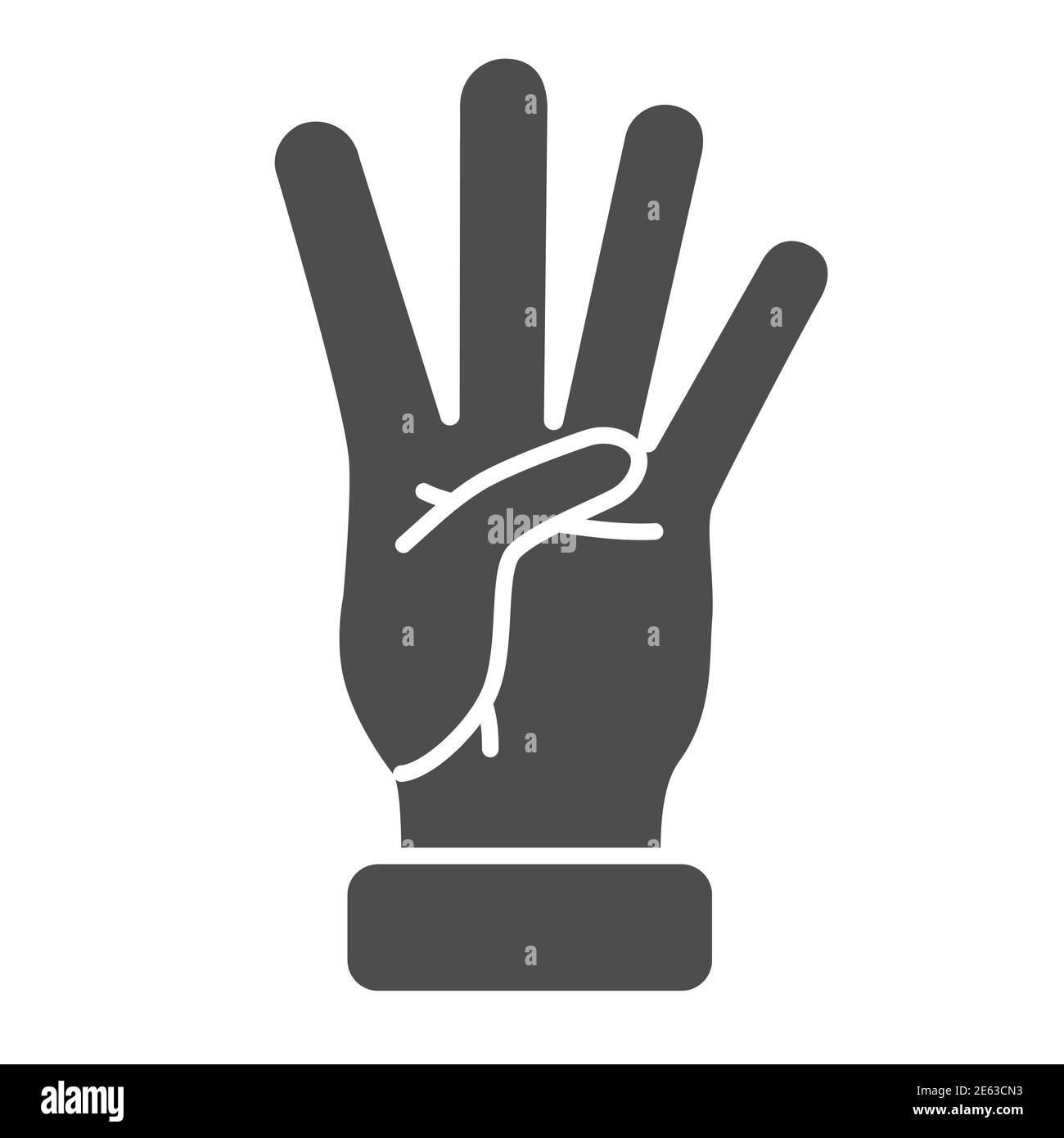 Four fingers gesture solid icon, gestures concept, count numbers on ...