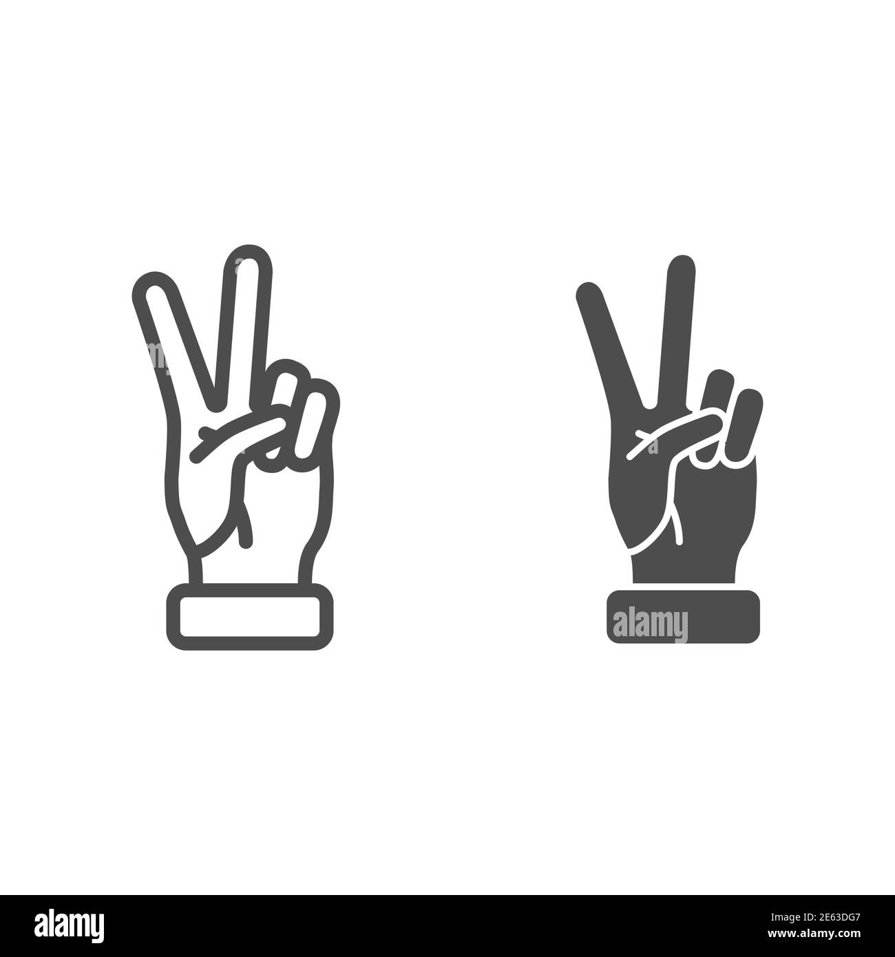 Victory gesture line and solid icon, Hand gestures concept, Peace sign ...