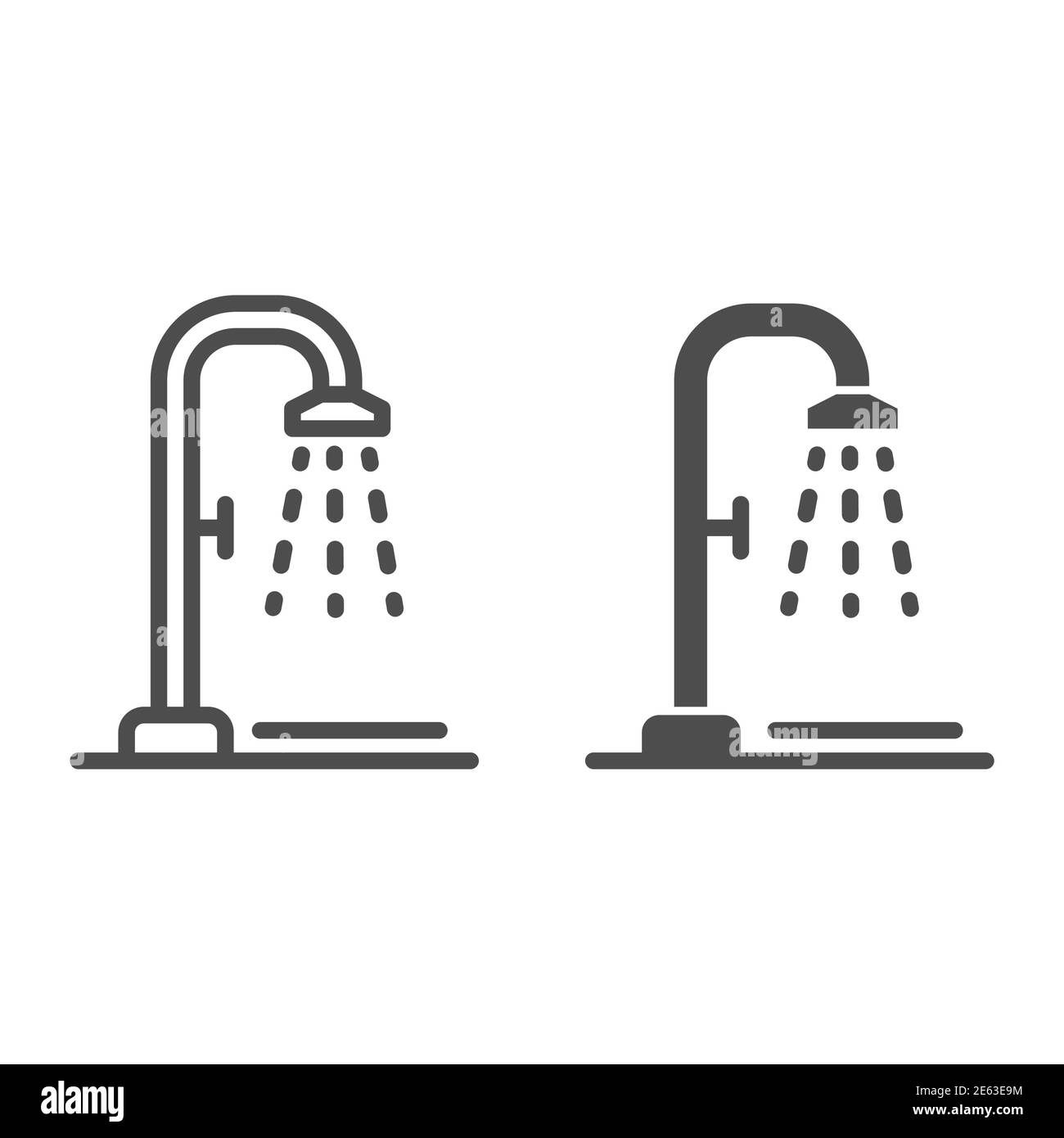 Shower line and solid icon, Summertime concept, beach shower sign on ...