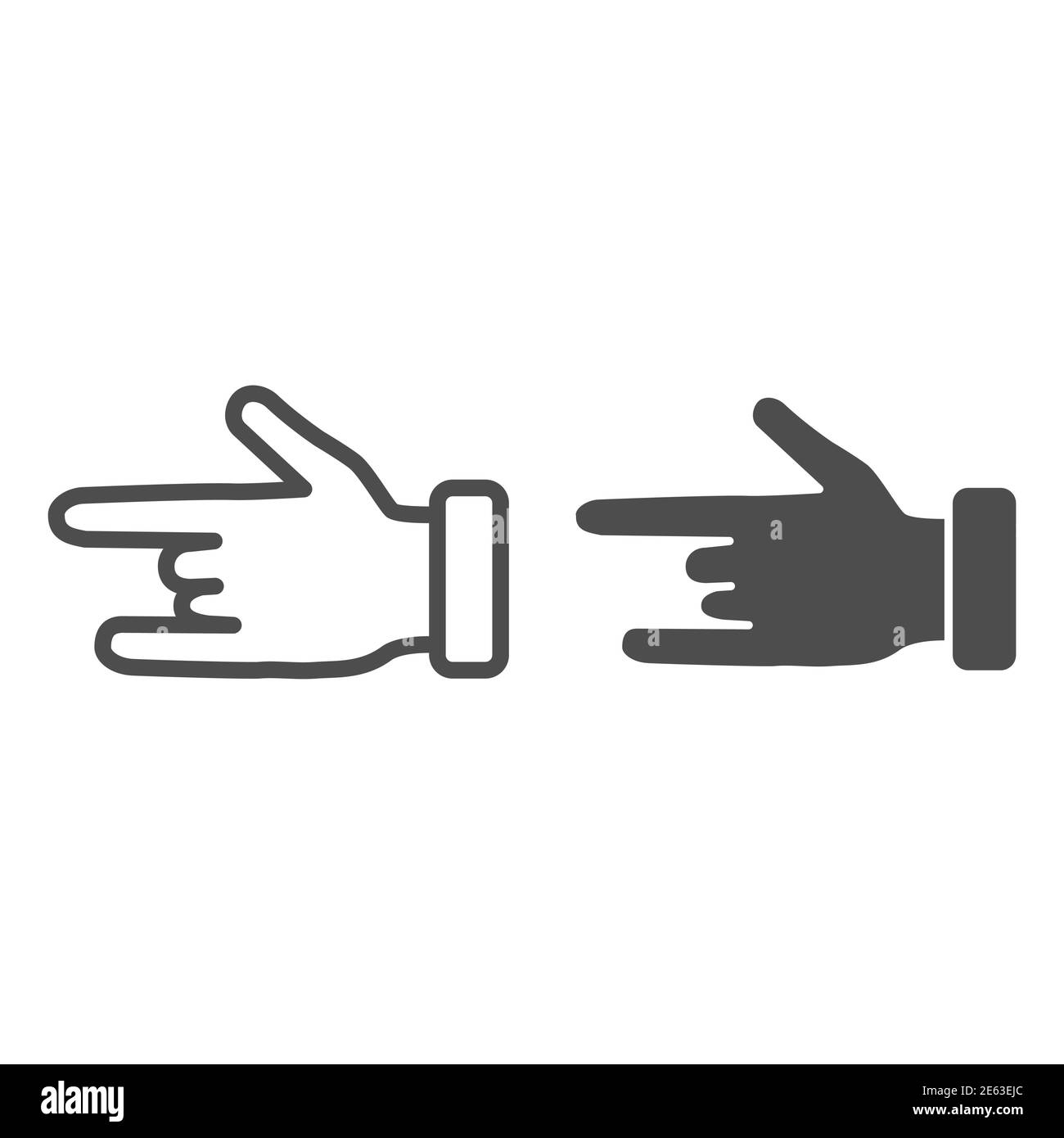 Hand in rock and roll gesture line and solid icon, gestures concept ...